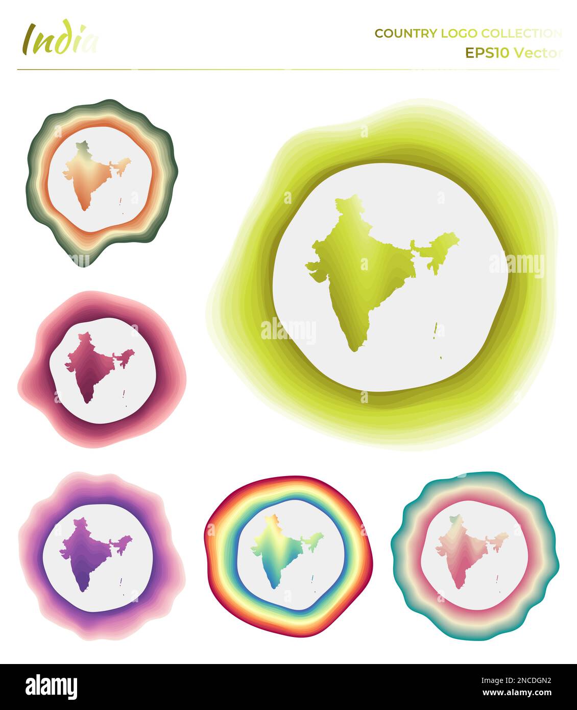 India logo collection. Colorful badge of the country. Layers around ...