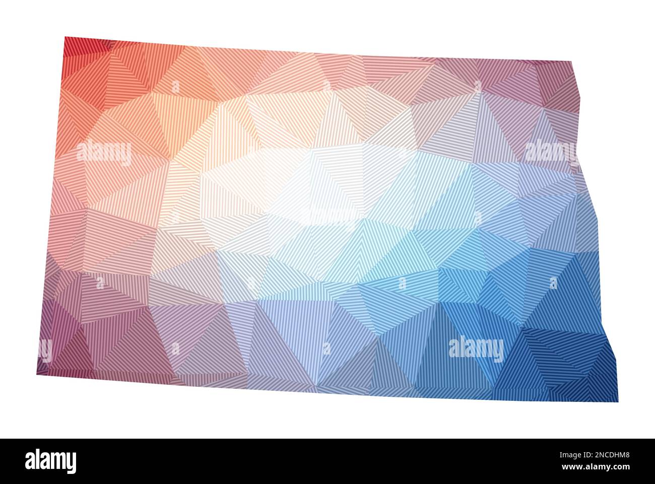 Map of North Dakota. Low poly illustration of the US state. Geometric ...