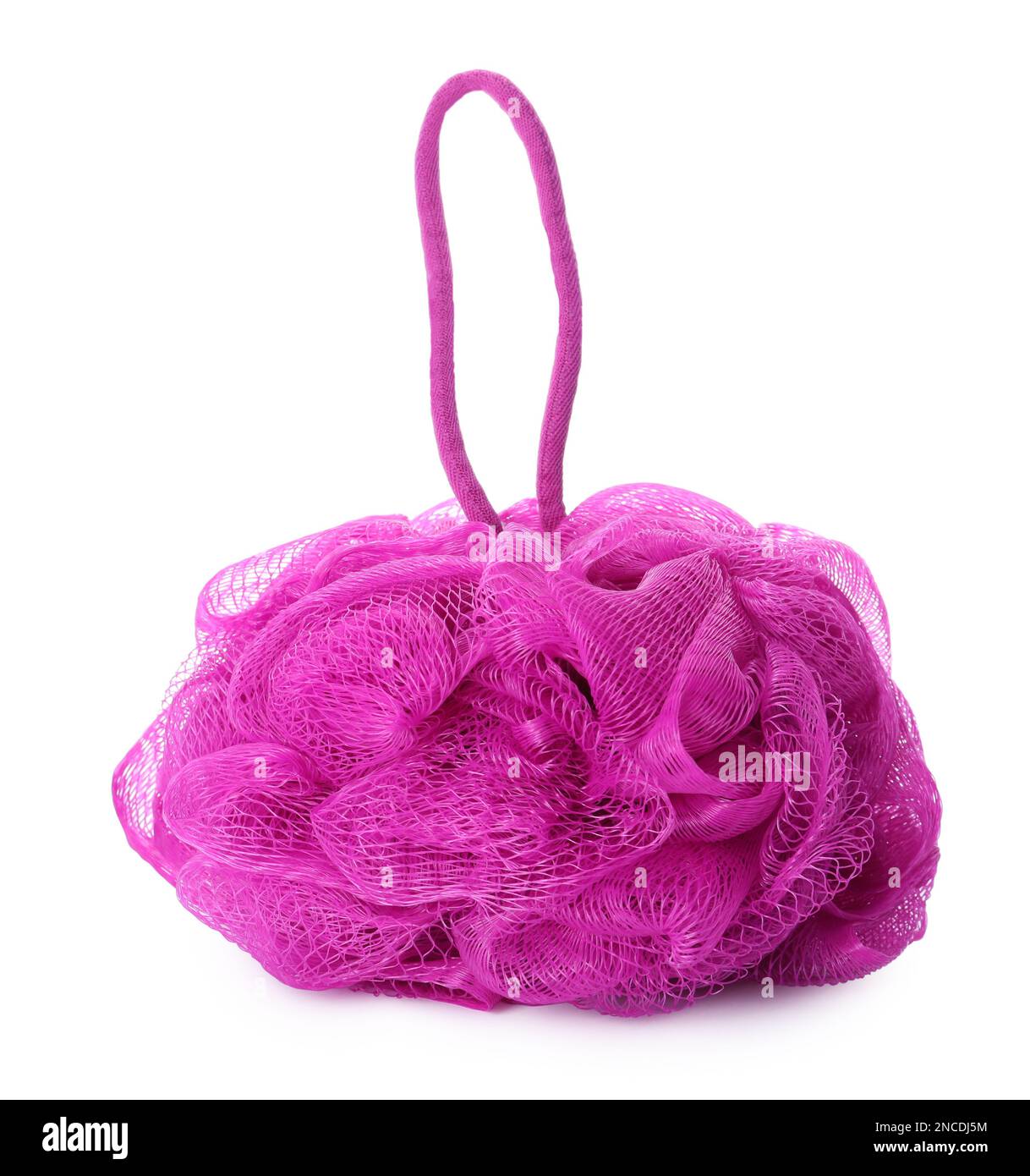 New pink shower puff isolated on white Stock Photo - Alamy