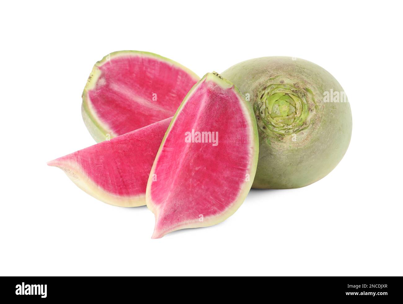 Cut and whole fresh turnips on white background Stock Photo - Alamy