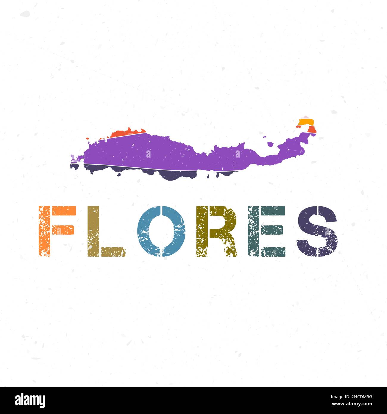 Flores map design. Shape of the island with beautiful geometric waves ...