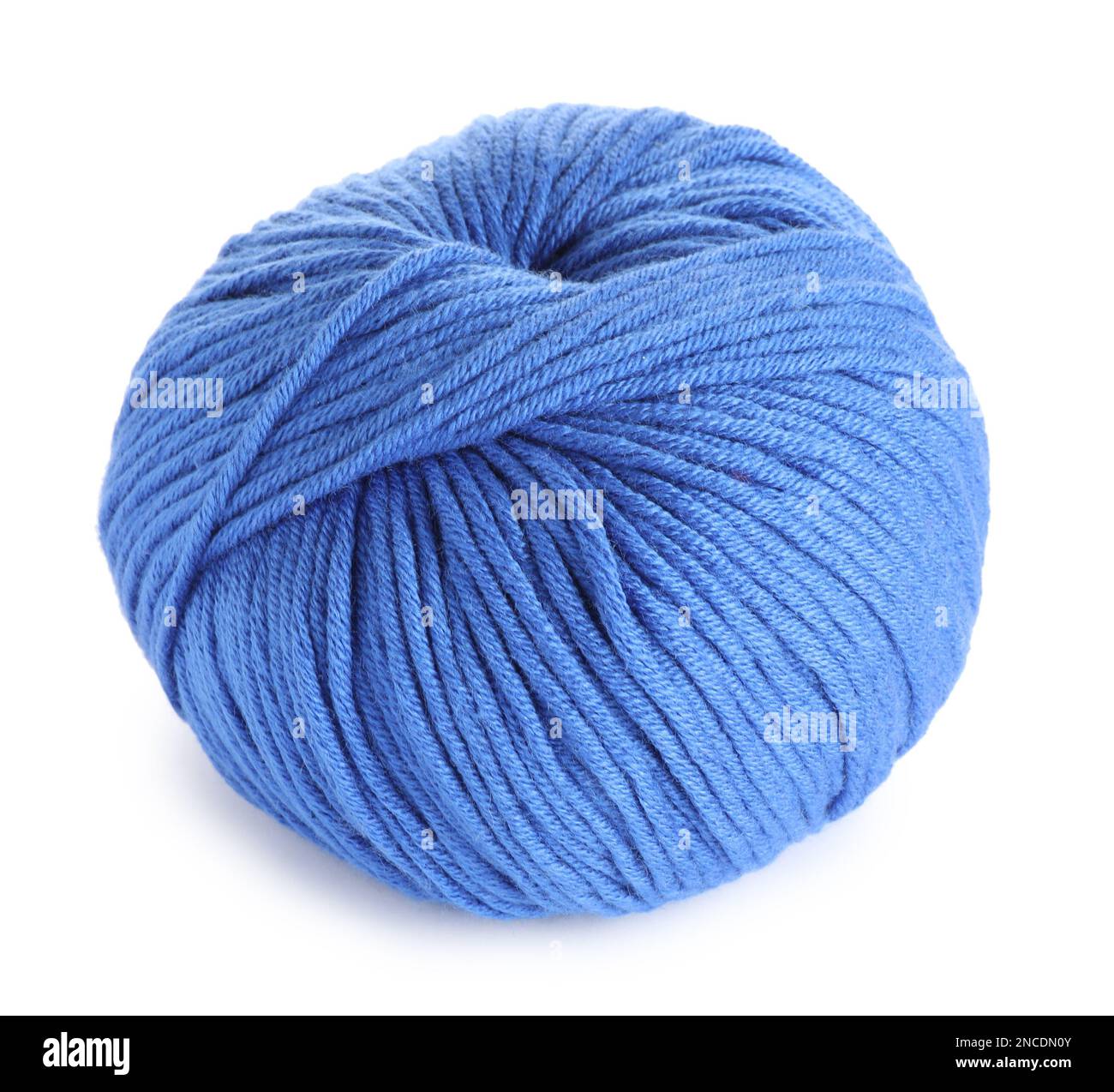 Soft blue woolen yarn isolated on white Stock Photo - Alamy