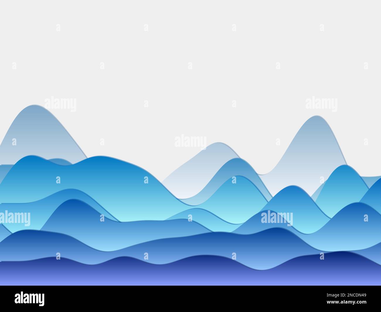 Abstract mountains background. Curved layers in blue colors. Papercut ...