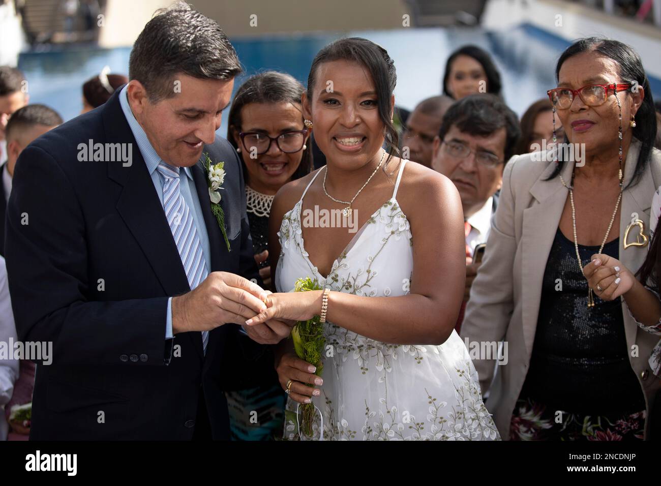 Caracas, Venezuela. 14th Feb, 2023. Couples and guests participate in a ...
