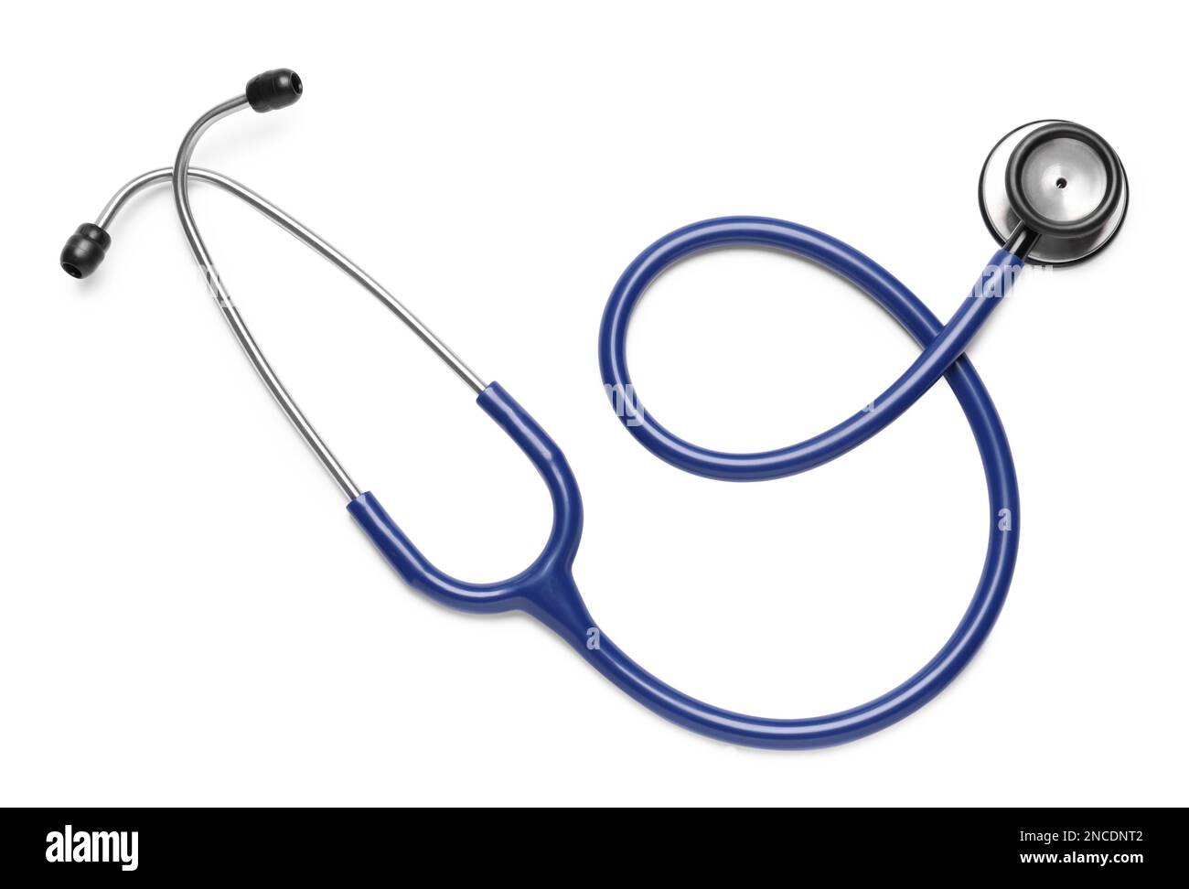 Modern stethoscope on white background, top view Stock Photo - Alamy