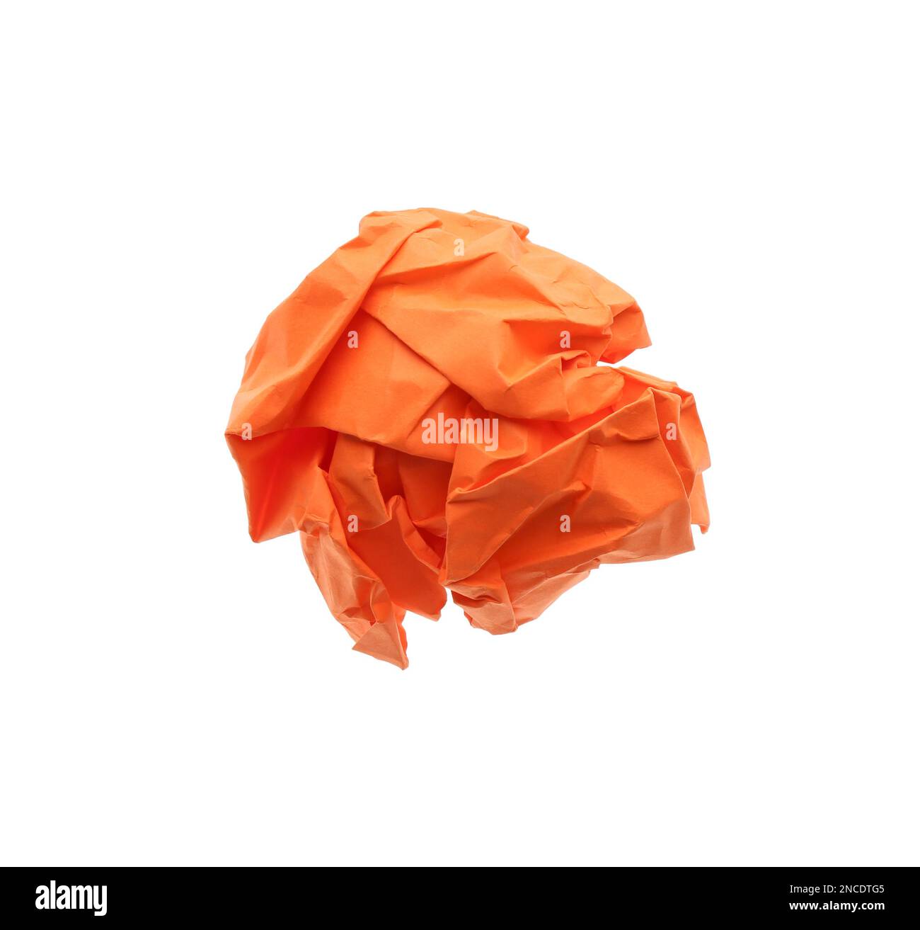 Crumpled sheet of orange paper isolated on white, top view Stock Photo ...