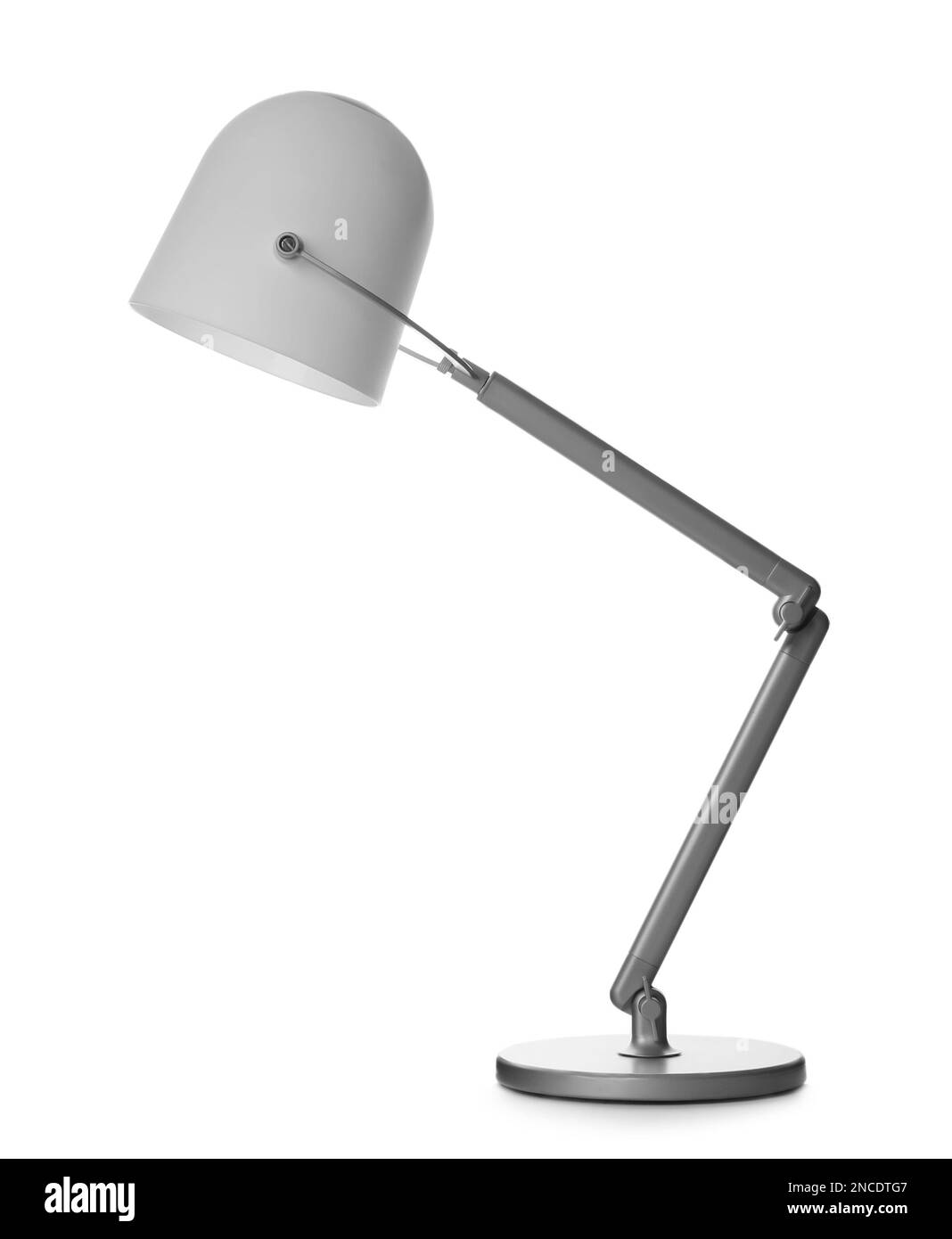 Stylish modern table lamp on white background Stock Photo - Alamy