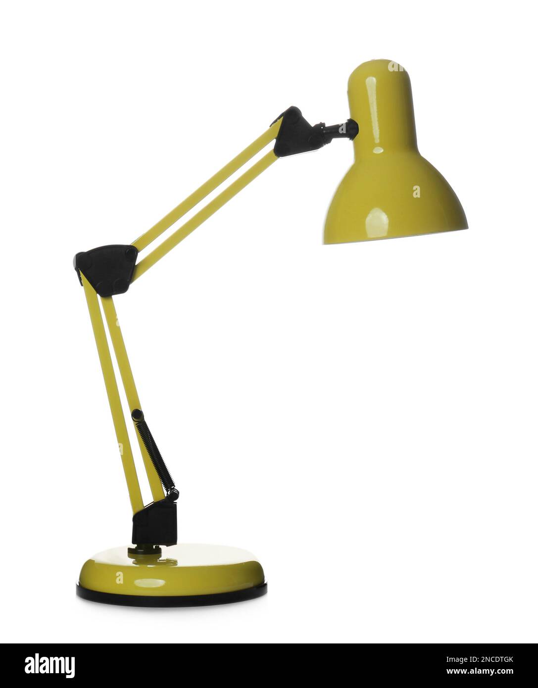 Stylish modern table lamp on white background Stock Photo - Alamy