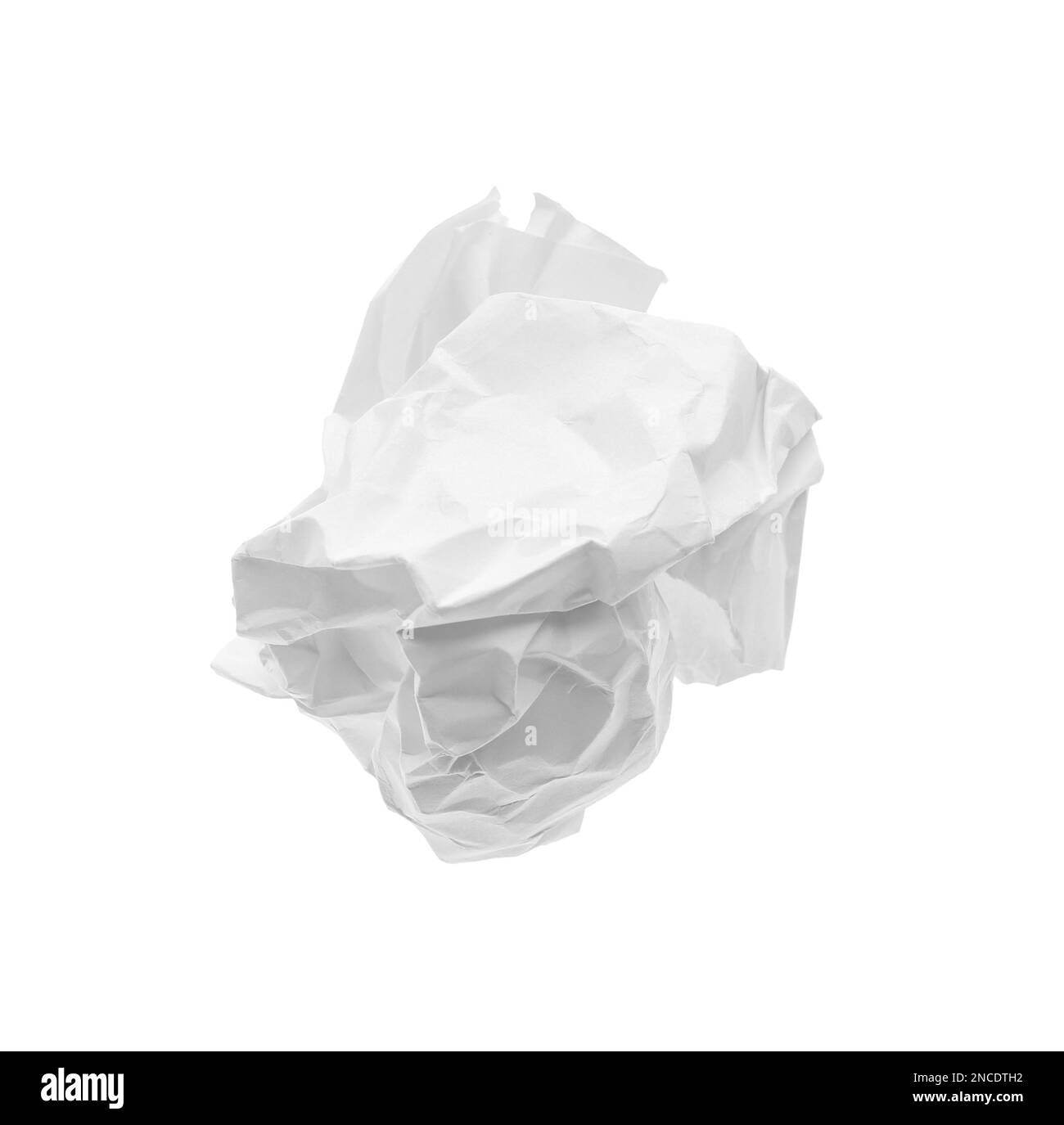 Crumpled sheet of paper isolated on white, top view Stock Photo - Alamy