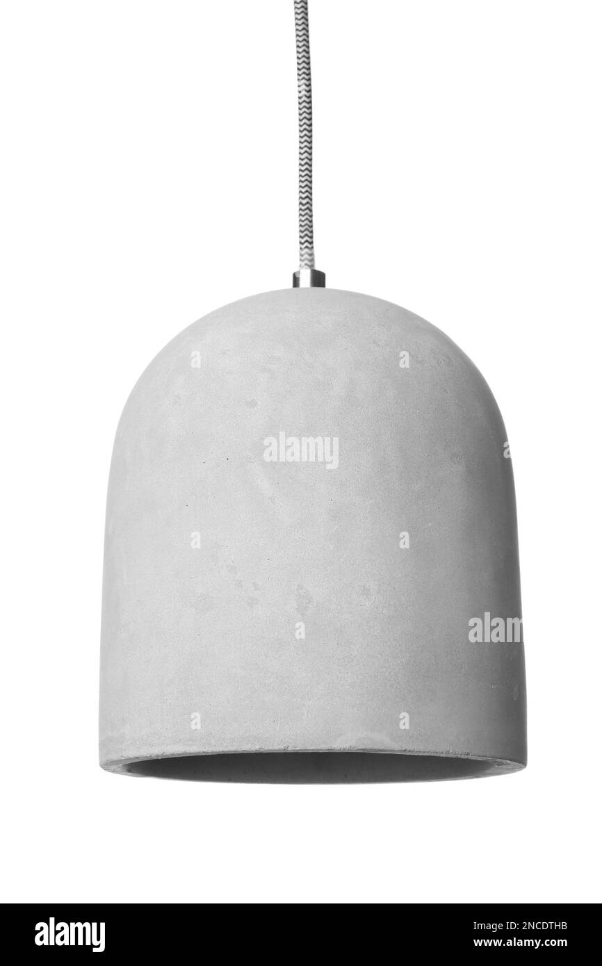 Stylish modern lamp hanging on white background Stock Photo - Alamy