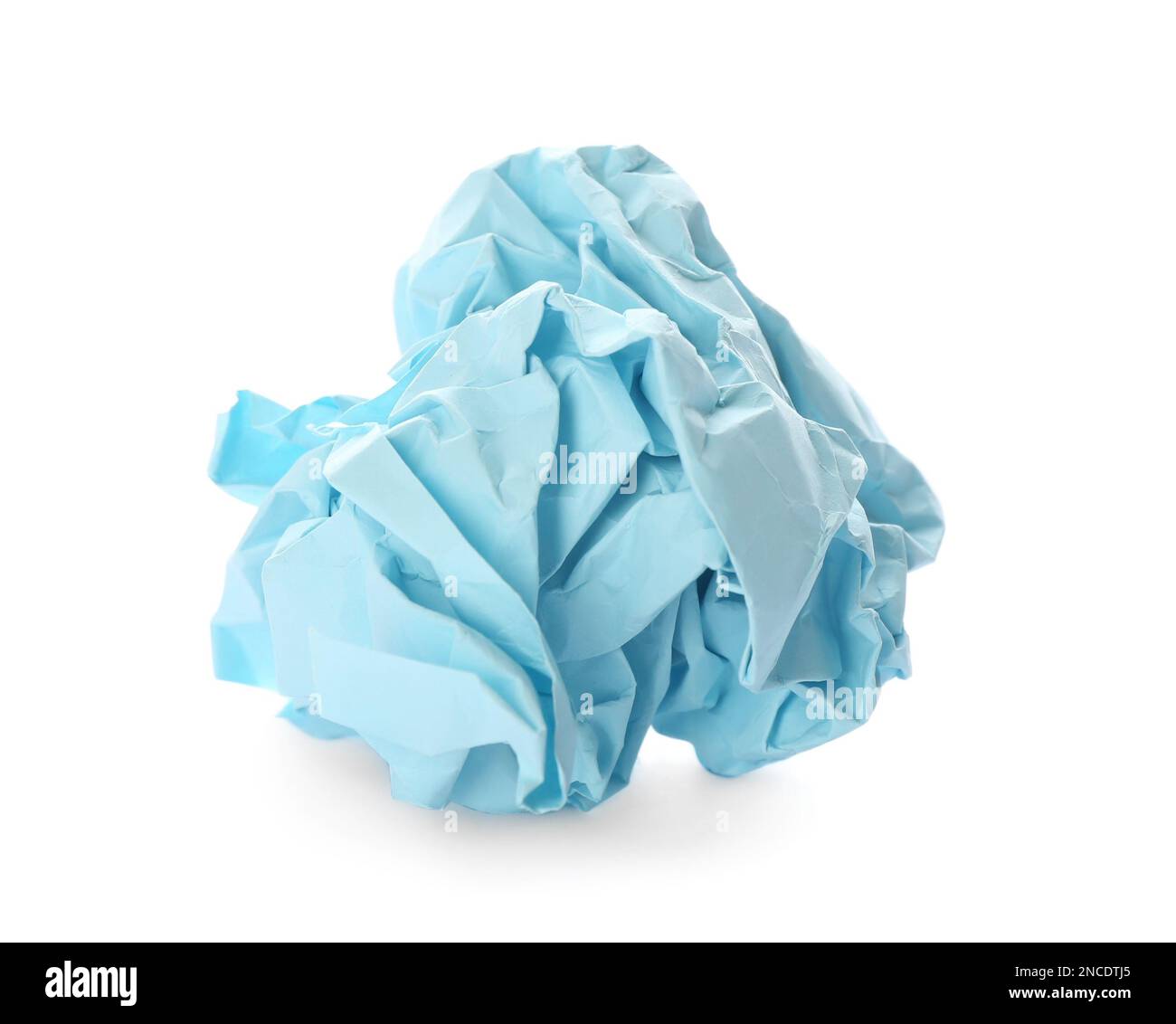 Crumpled sheet of light blue paper isolated on white Stock Photo - Alamy