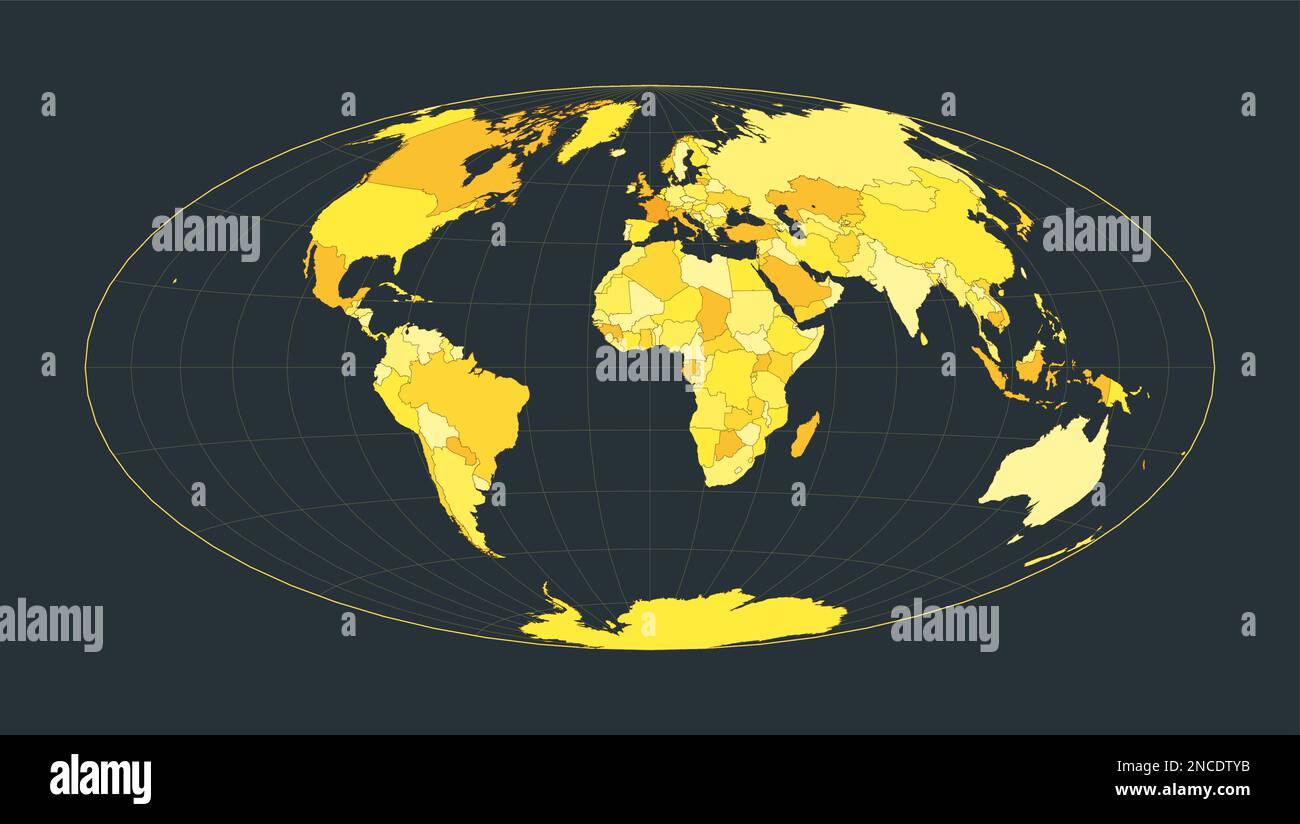World Map. Hammer projection. Futuristic world illustration for your ...