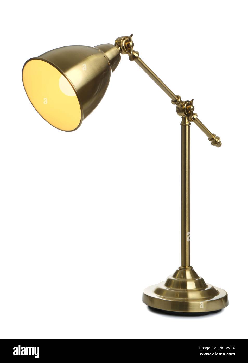 Stylish golden table lamp isolated on white Stock Photo - Alamy