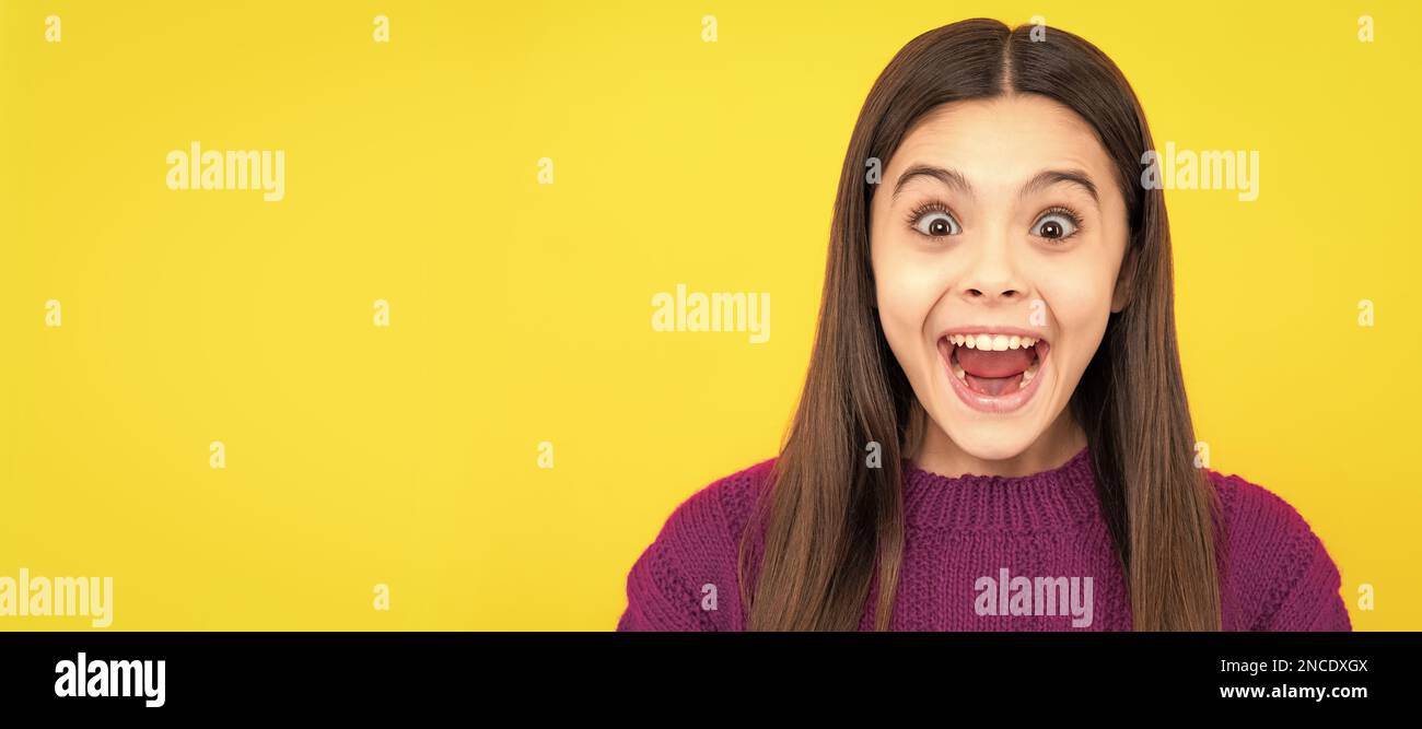 Kids lifestyle and emotions. Excited face. Amazed expression, cheerful ...