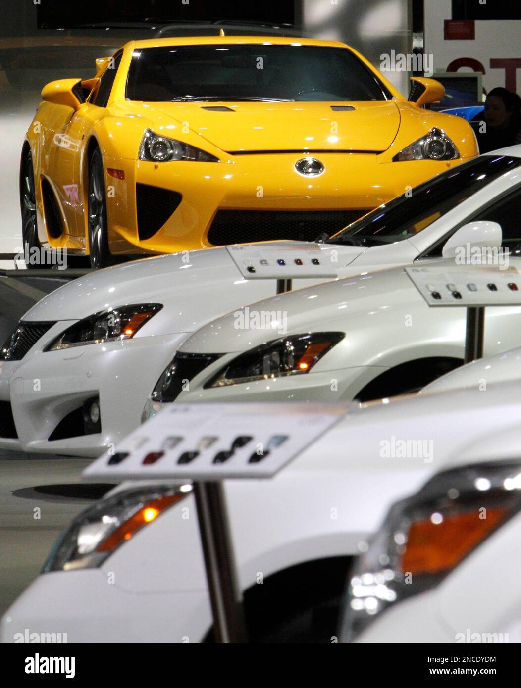 A Lexus LFA, top, is shown on display at the North American ...