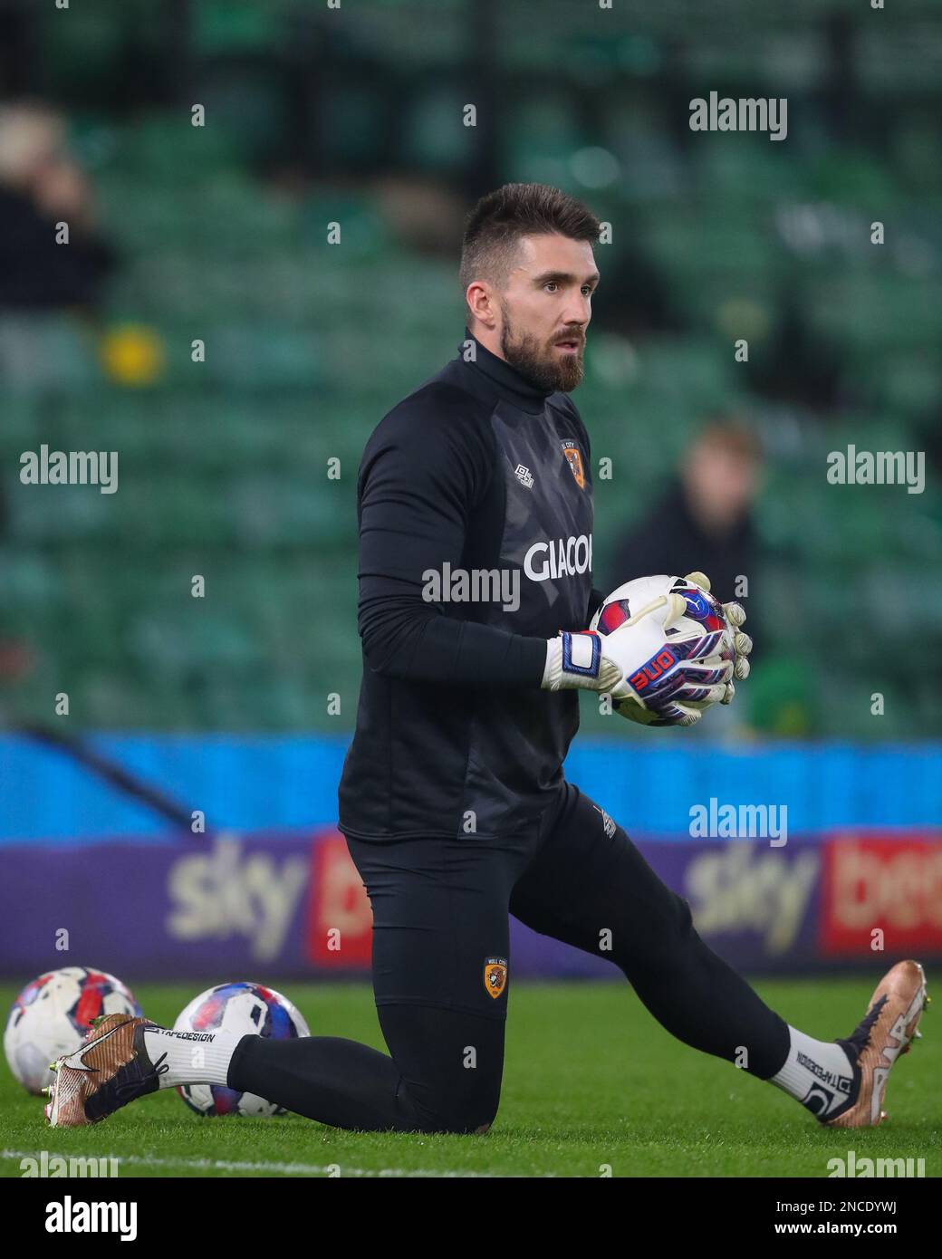 Matt Ingram #1 of Hull City during the pre-game warm up ahead of the ...