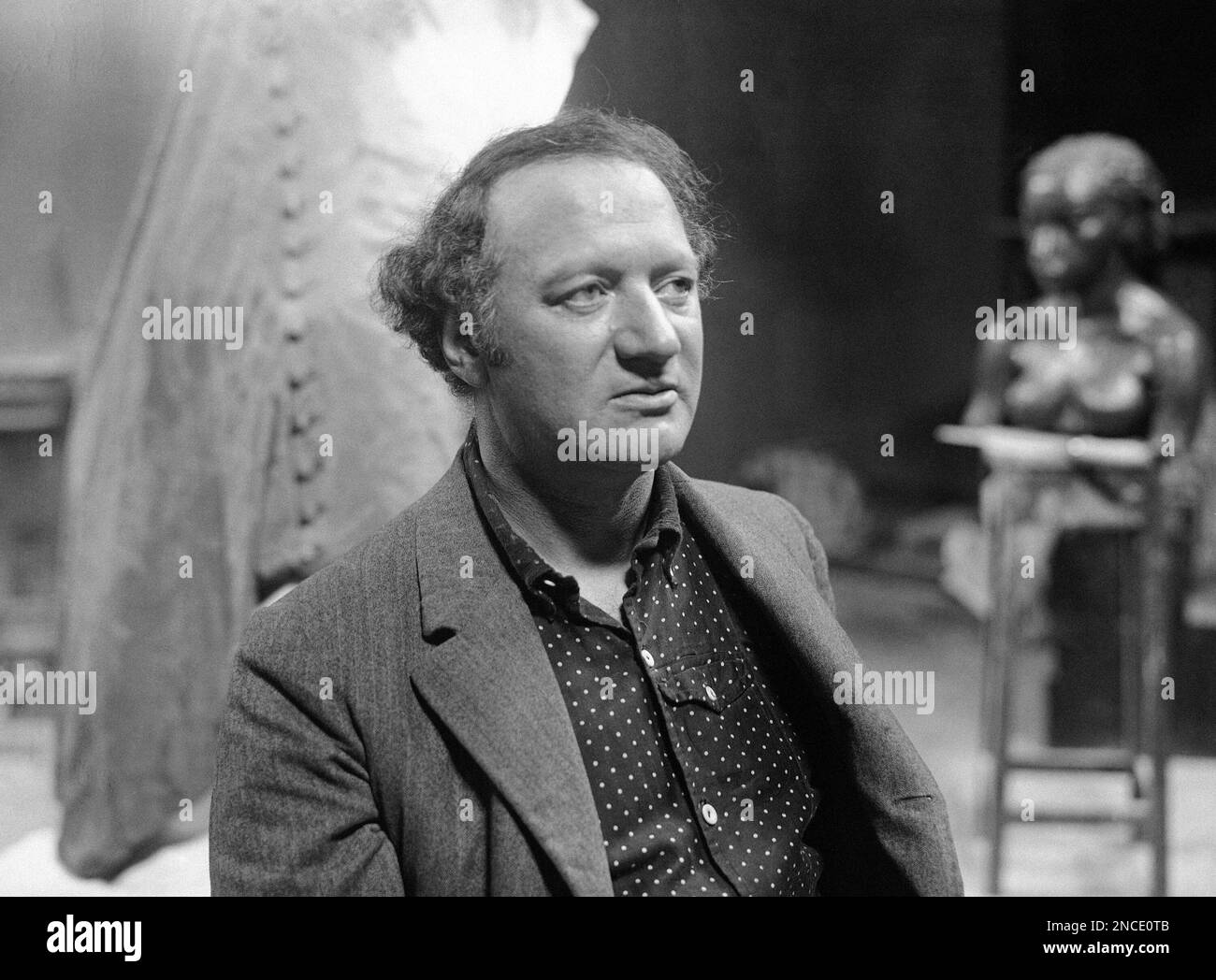 Jacob Epstein, the world renowned sculptor, photographed at his studio ...