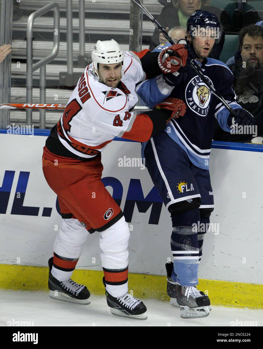 Carolina Hurricanes' Jay Harrison (44) and Florida Panthers' Radek ...