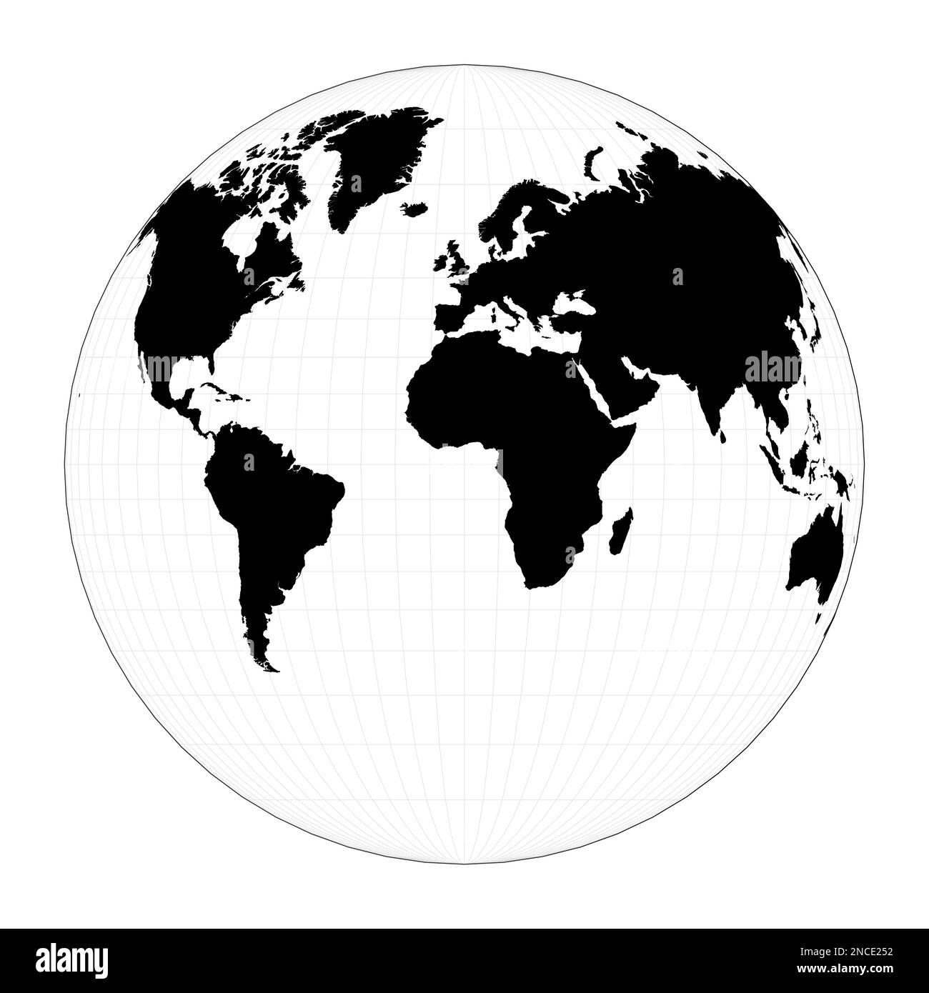 Vector world map. Gilbert's two-world perspective projection. Plain ...
