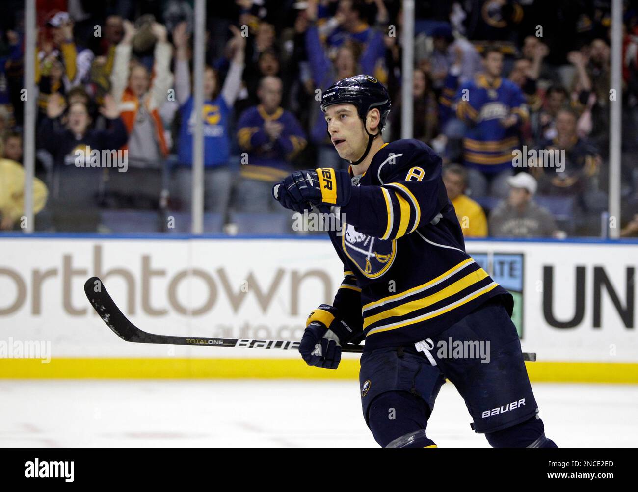 Buffalo Sabres' Cody McCormick celebrates a goal against San Jose ...
