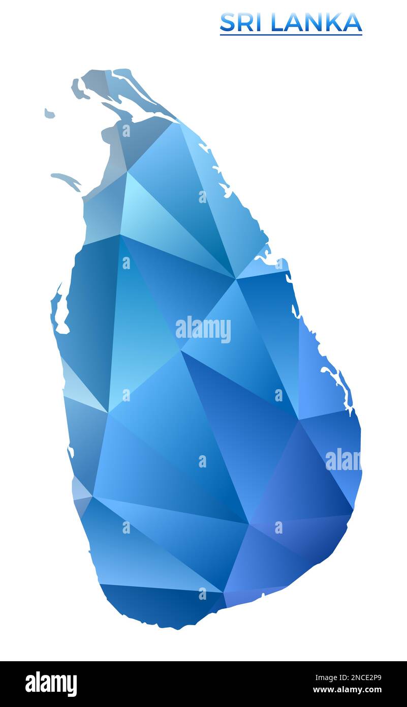 Vector polygonal Sri Lanka map. Vibrant geometric country in low poly ...