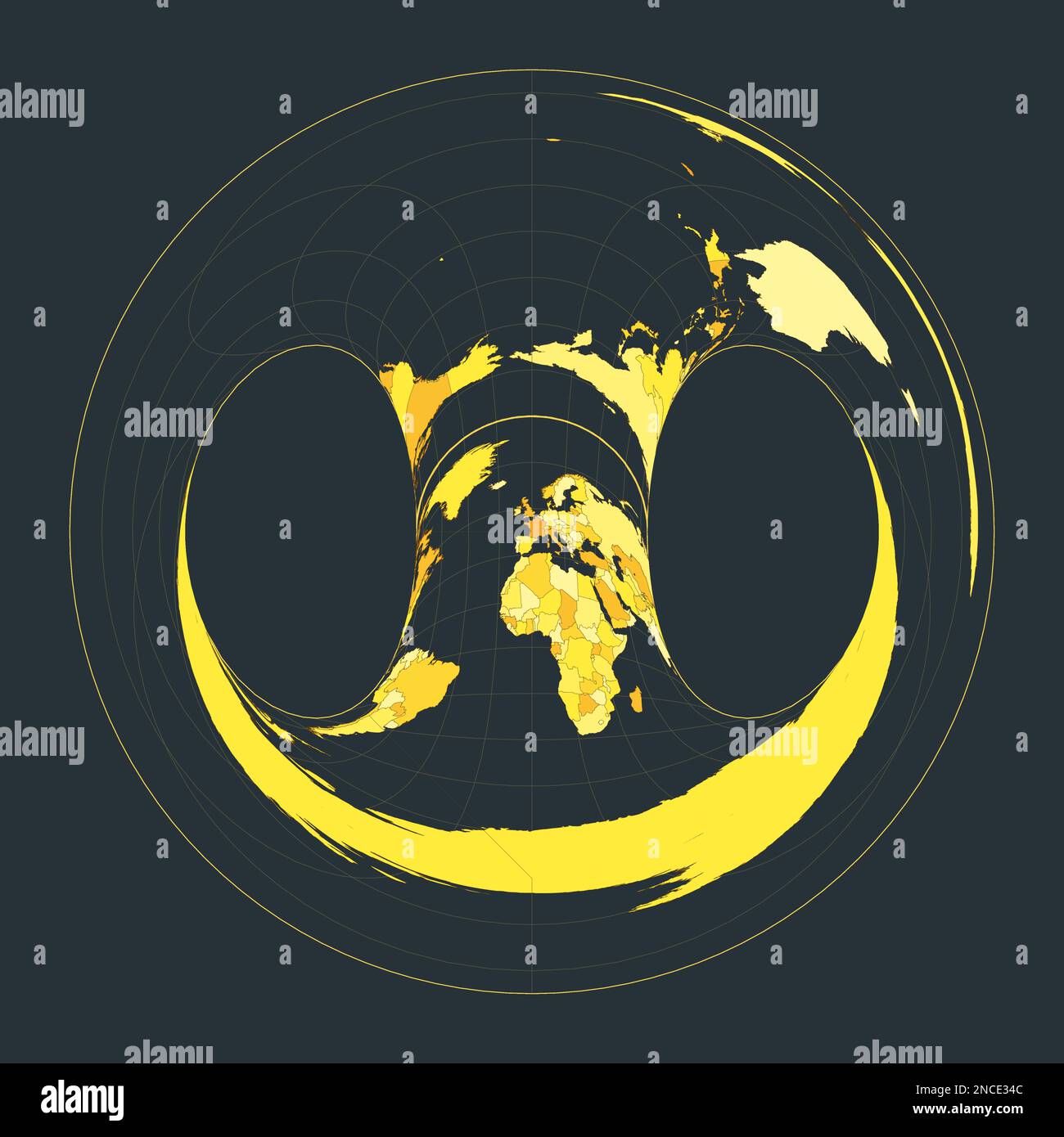 World Map. Hammer retroazimuthal projection. Futuristic world ...
