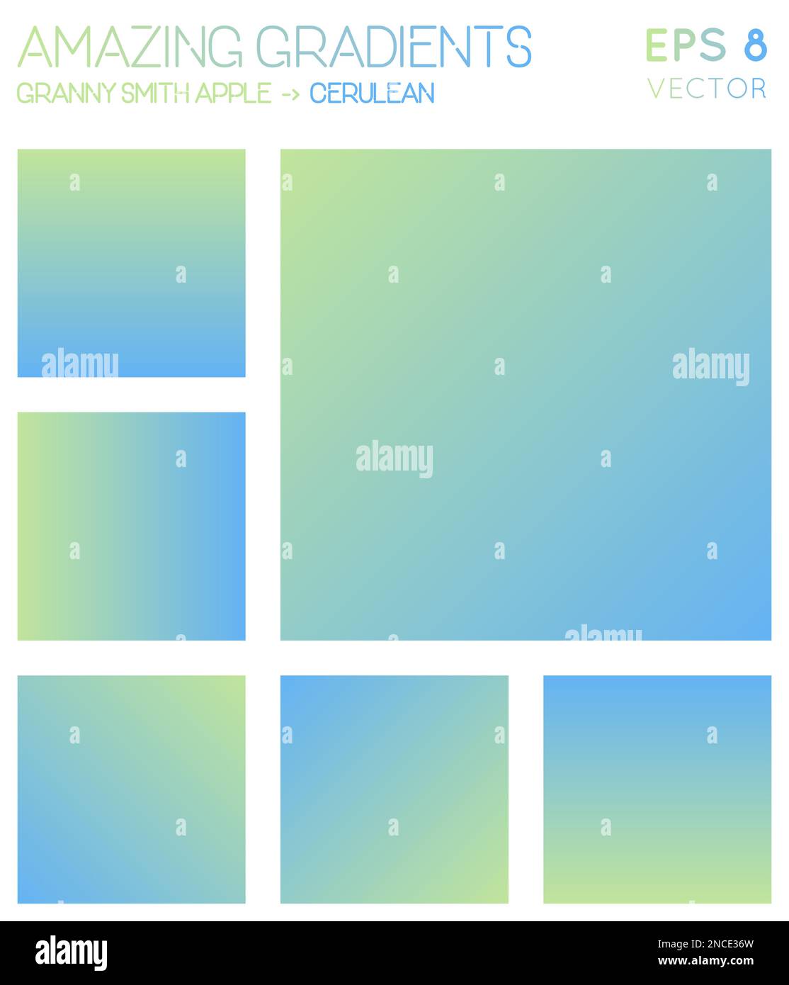 Colorful gradients in granny smith apple and cerulean color tones ...