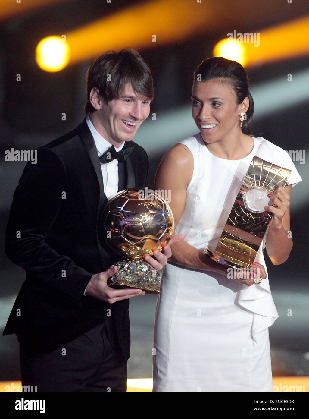 Argentina's soccer player Lionel Messi, left, and Brazil's soccer ...