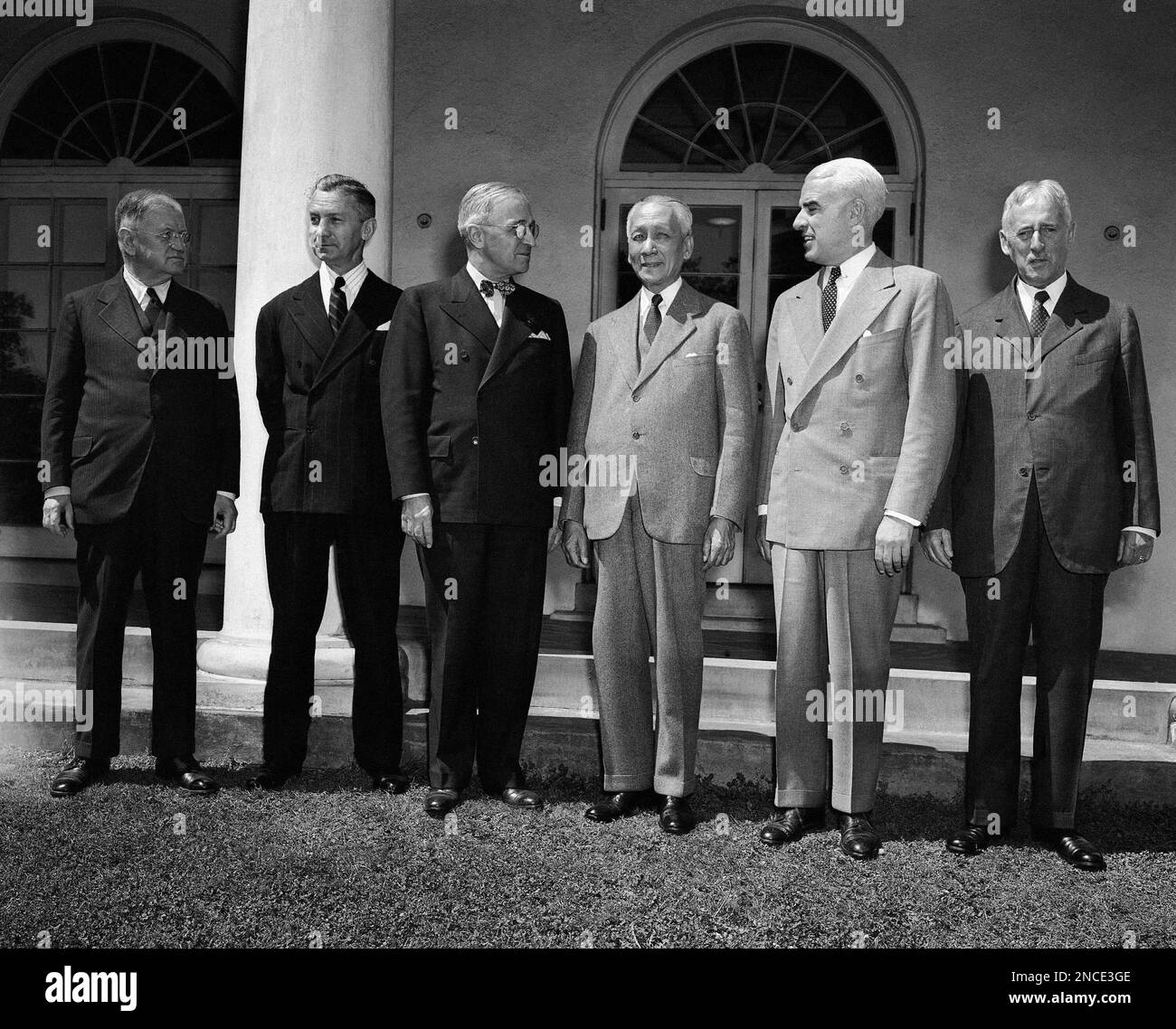 President Harry S. Truman, third from left, poses with leaders in the ...