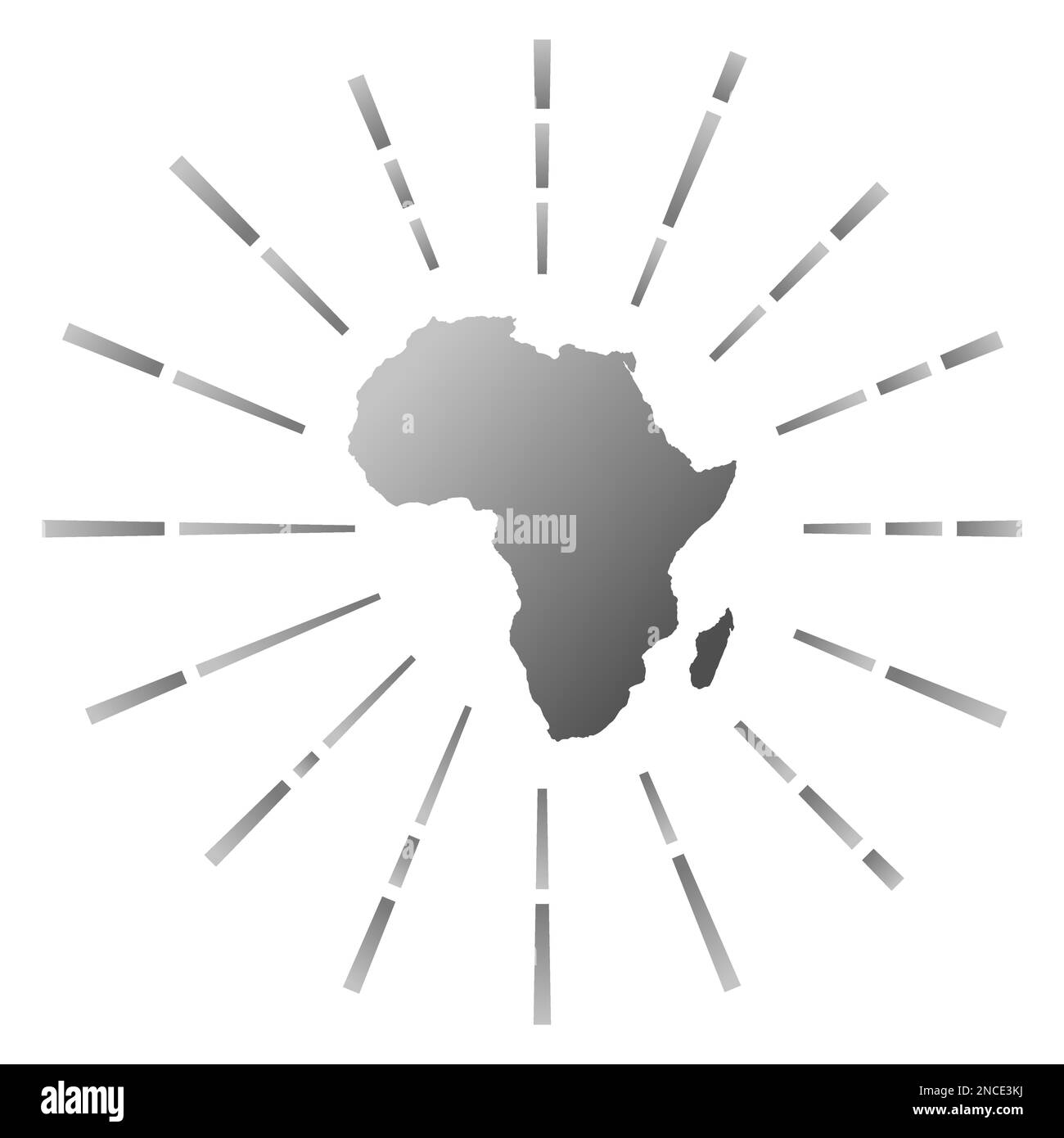 Africa gradiented sunburst. Map of the continent with colorful star ...