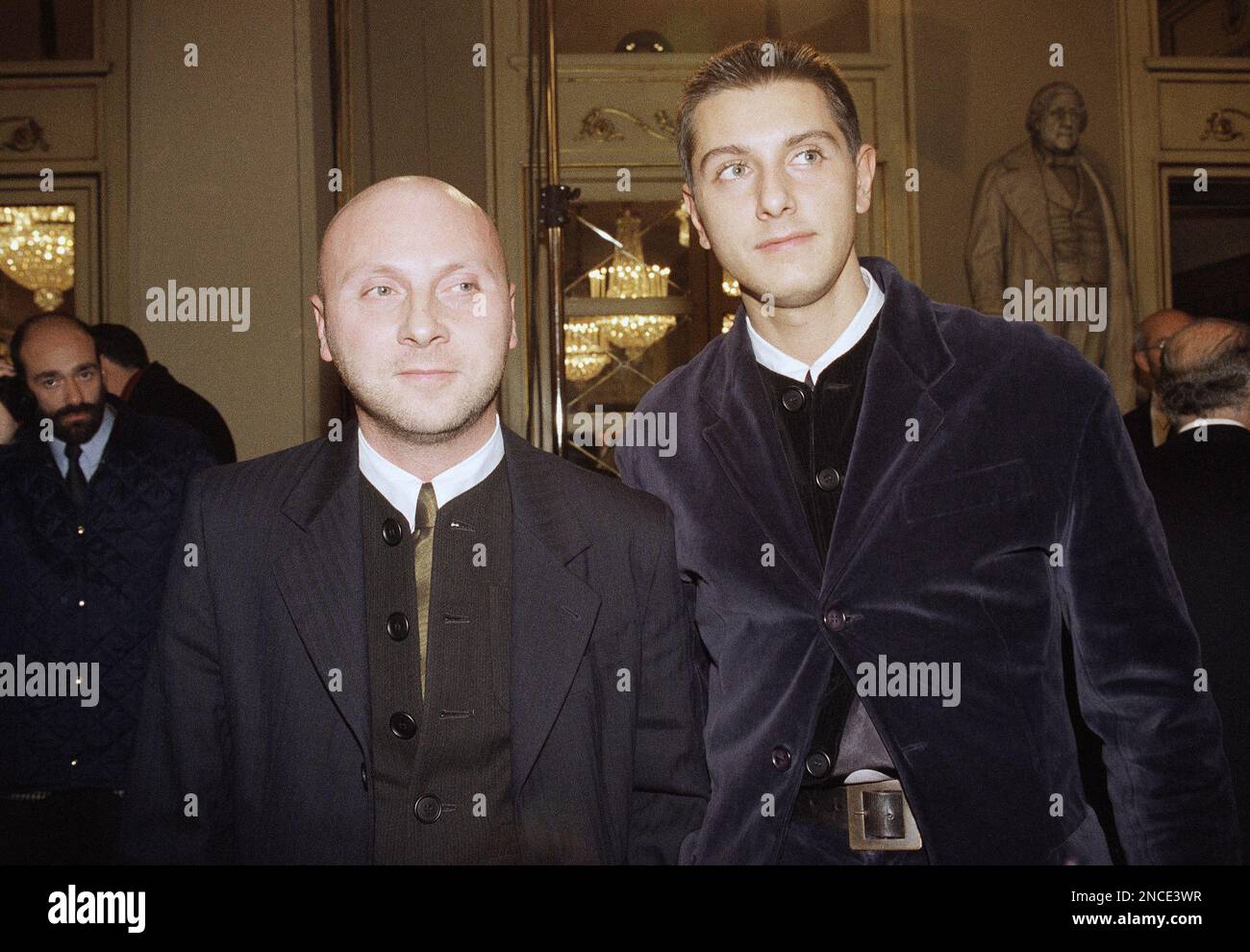 Italian fashion designers Domenico Dolce, left and Stefano Gabbana pose ...