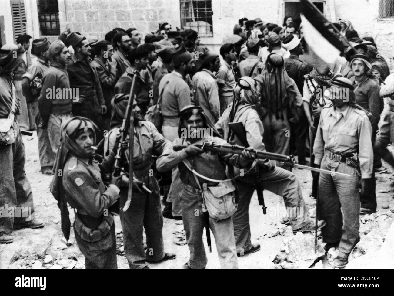 Soldiers of the Transjordan Arab Legion surround Haganah Jewish ...