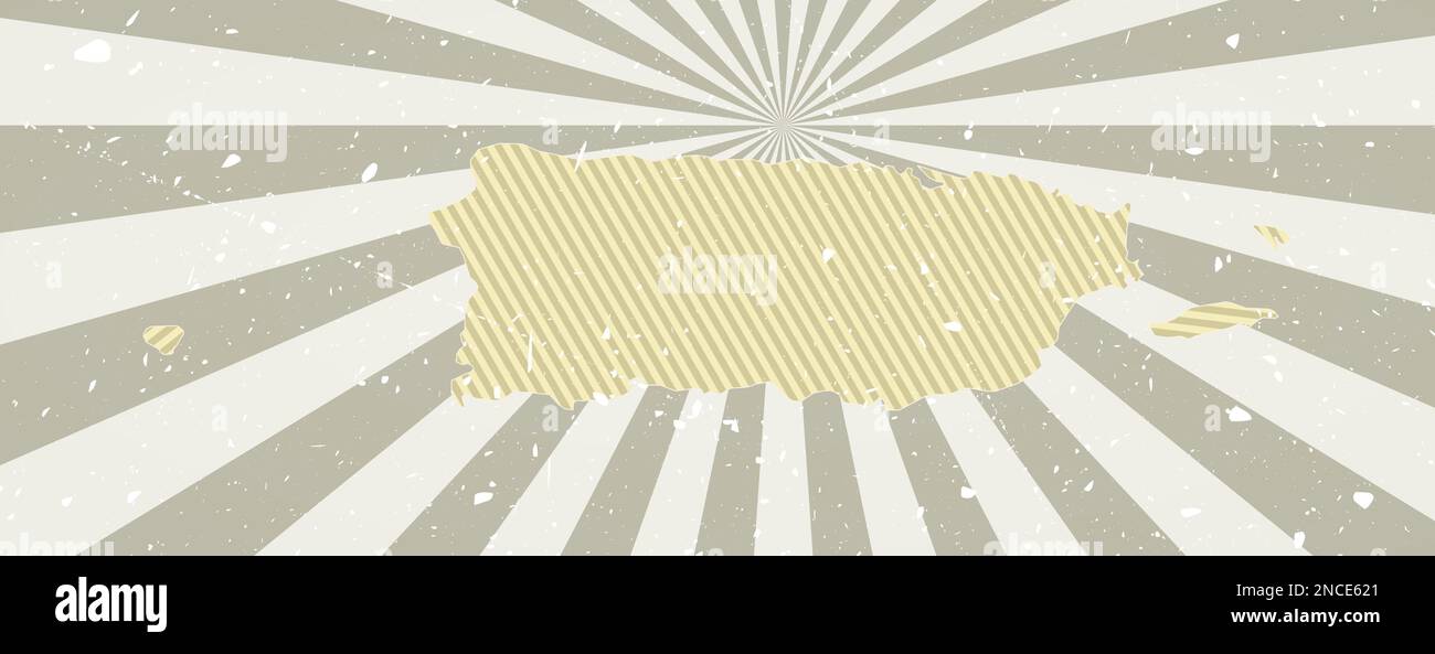 Puerto Rico vintage map. Grunge poster with map of the country in retro ...