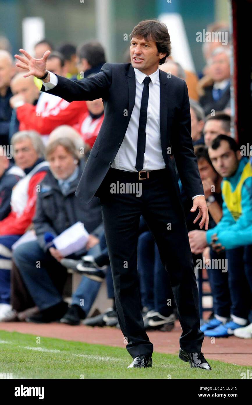 Inter Milan coach Leonardo, of Brazil, reacts during a Serie A soccer ...