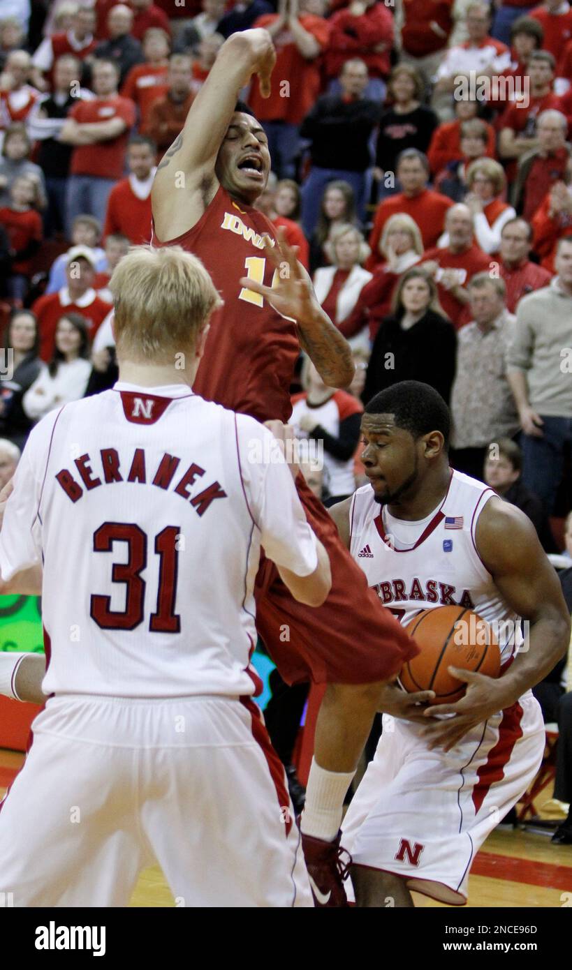 Nebraska's Lance Jeter, right, strips the ball from Iowa State's Diante ...