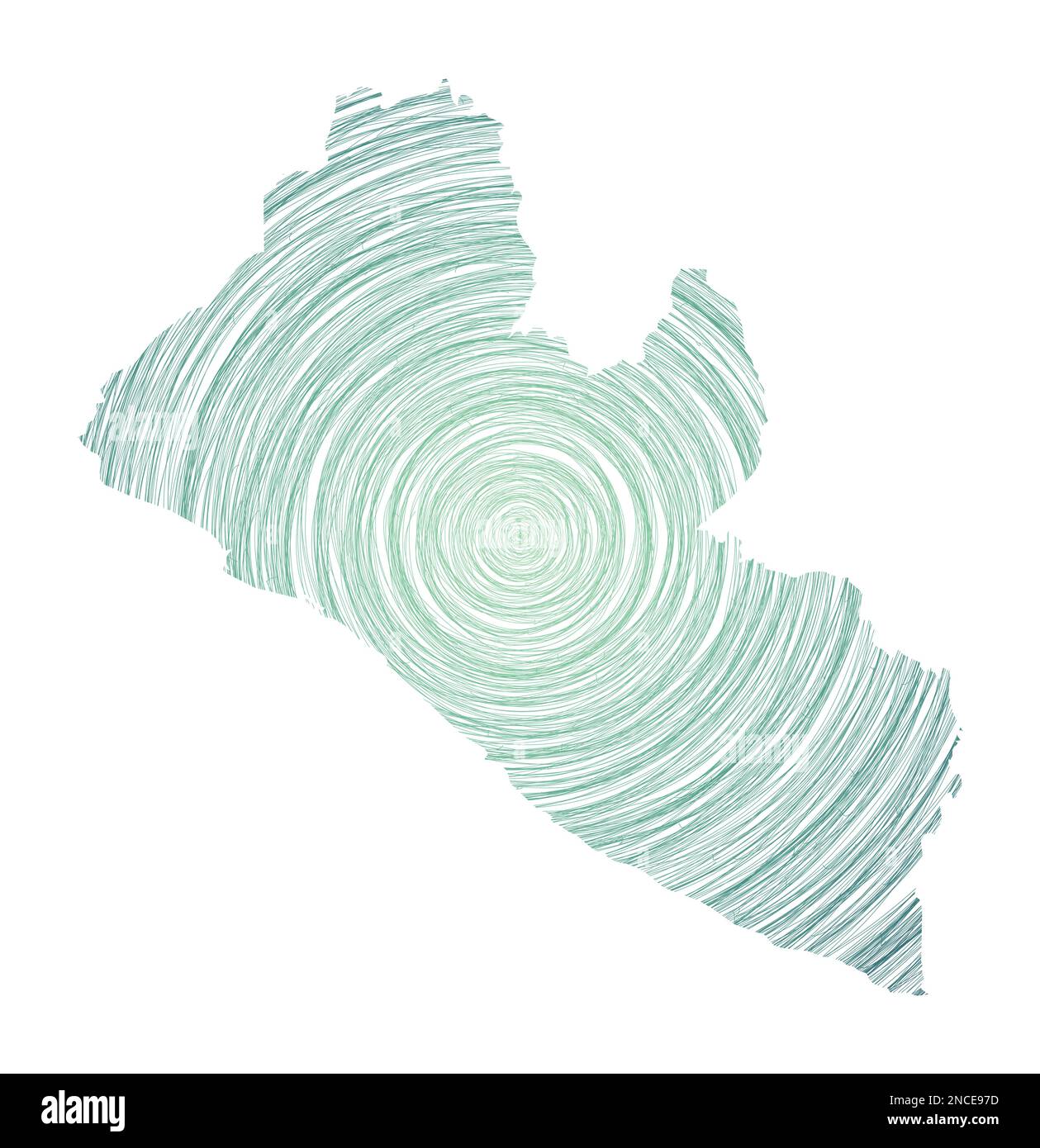 Liberia map filled with concentric circles. Sketch style circles in the ...