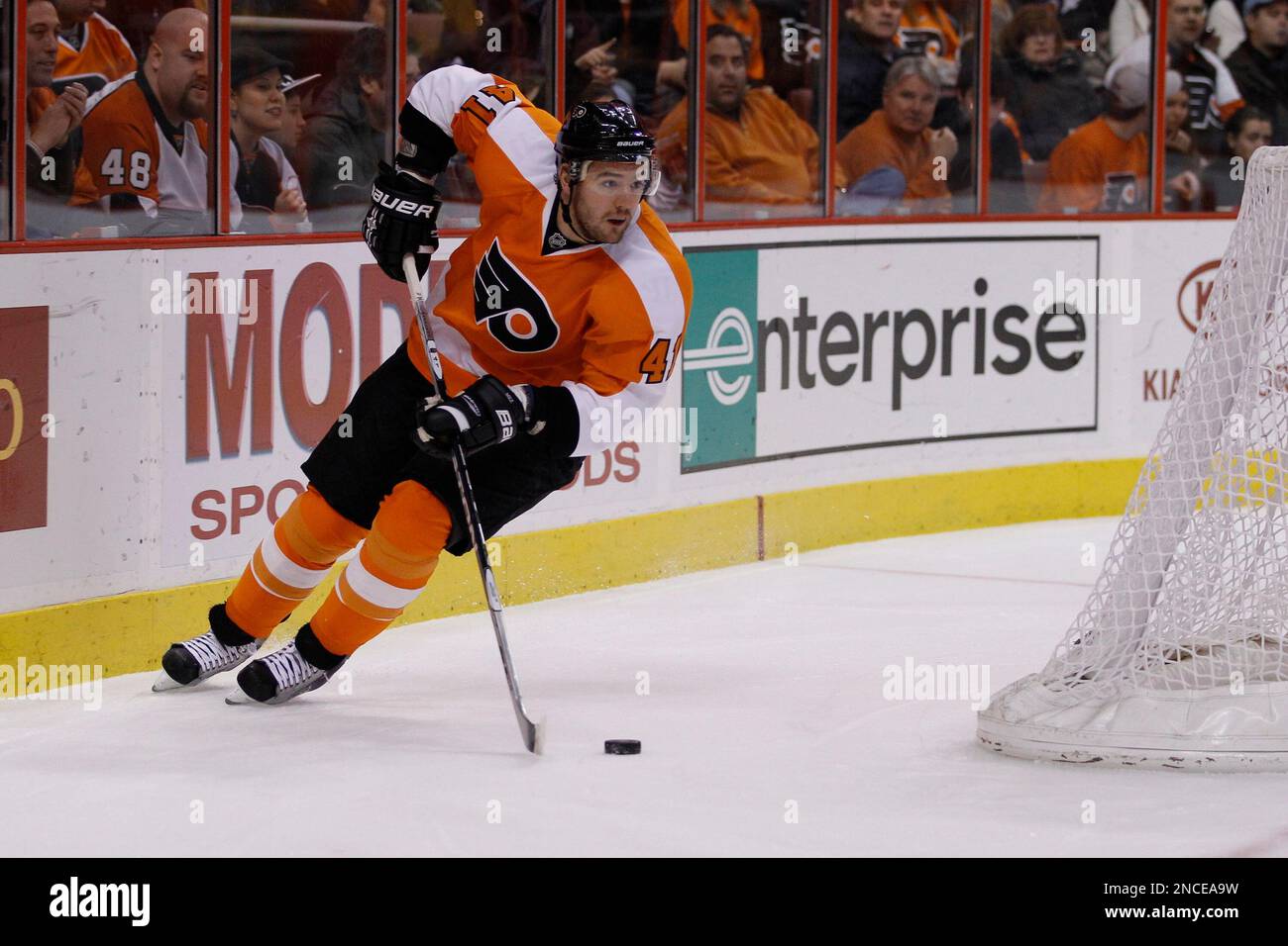 Philadelphia Flyers' Andrej Meszaros (41), of Czech Republic, during an ...