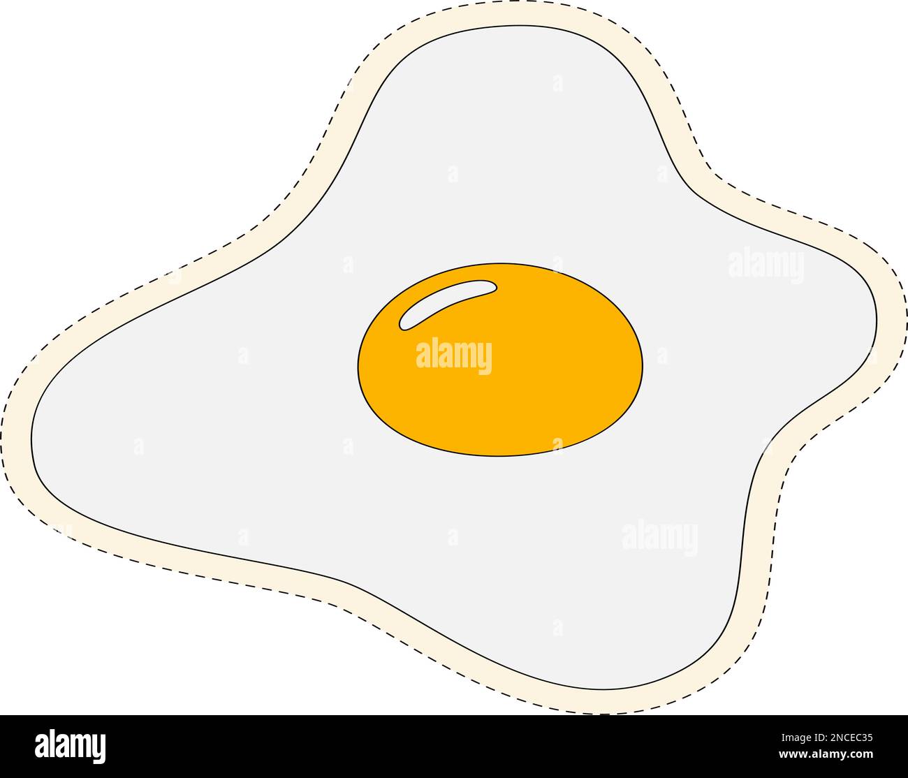 Fried egg with yellow yolk cartoon style. Fast breakfast. Healthy meal ...