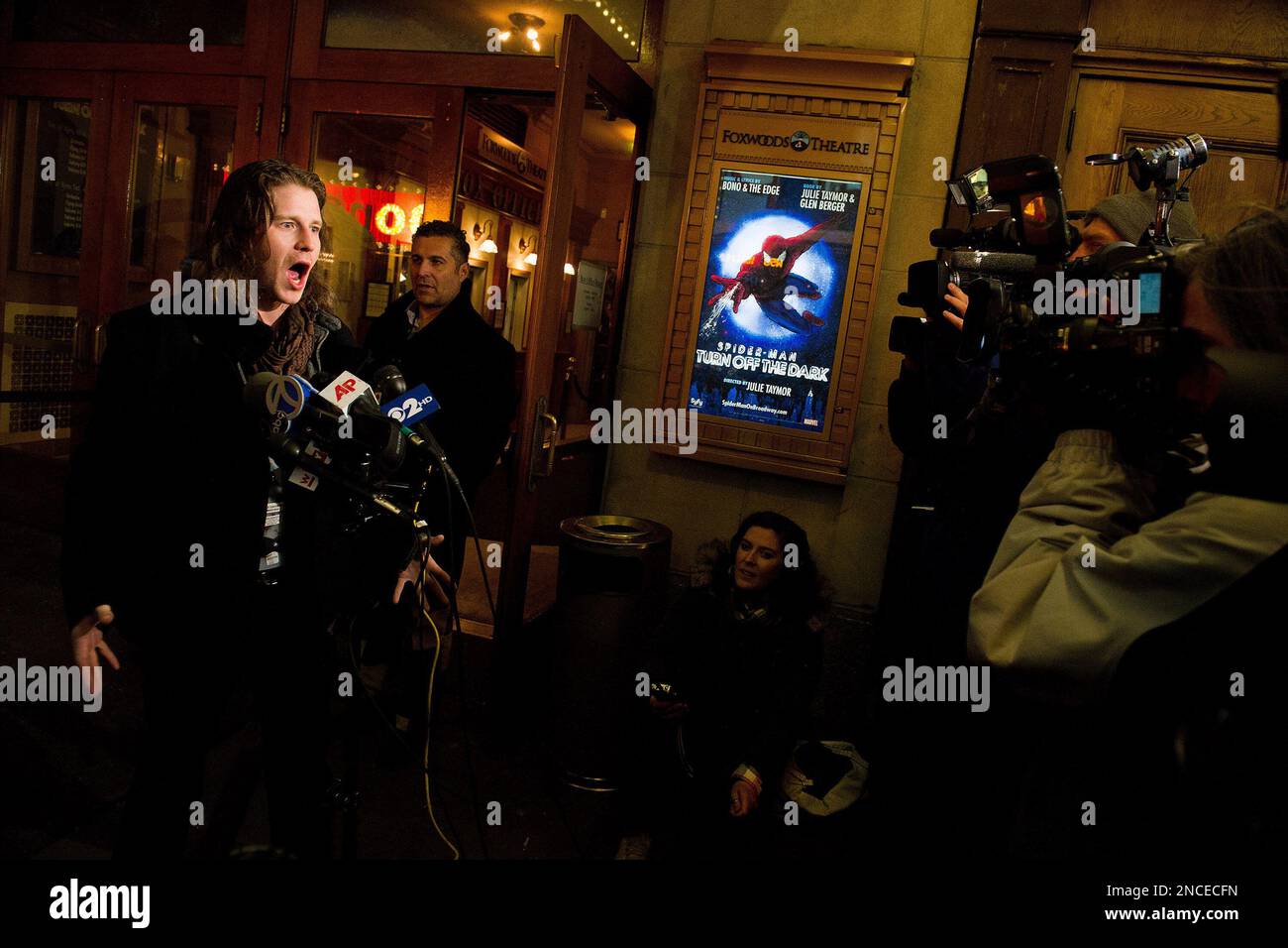 Injured stuntman Christopher Tierney answers questions from the media ...