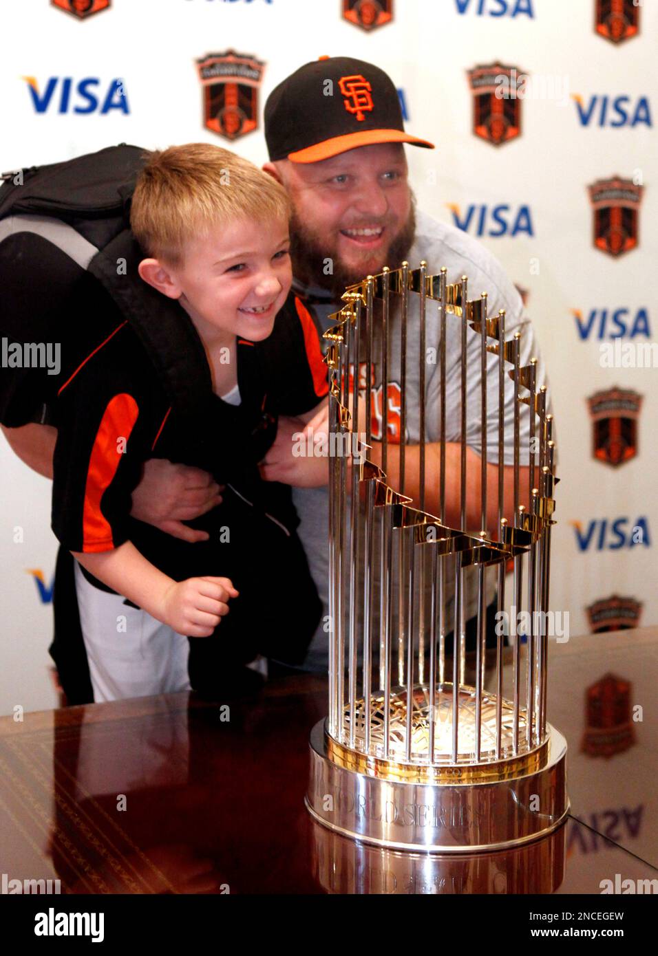 San Francisco Giants fan Jeremy Sweet, and his stepson Johnny Walters ...