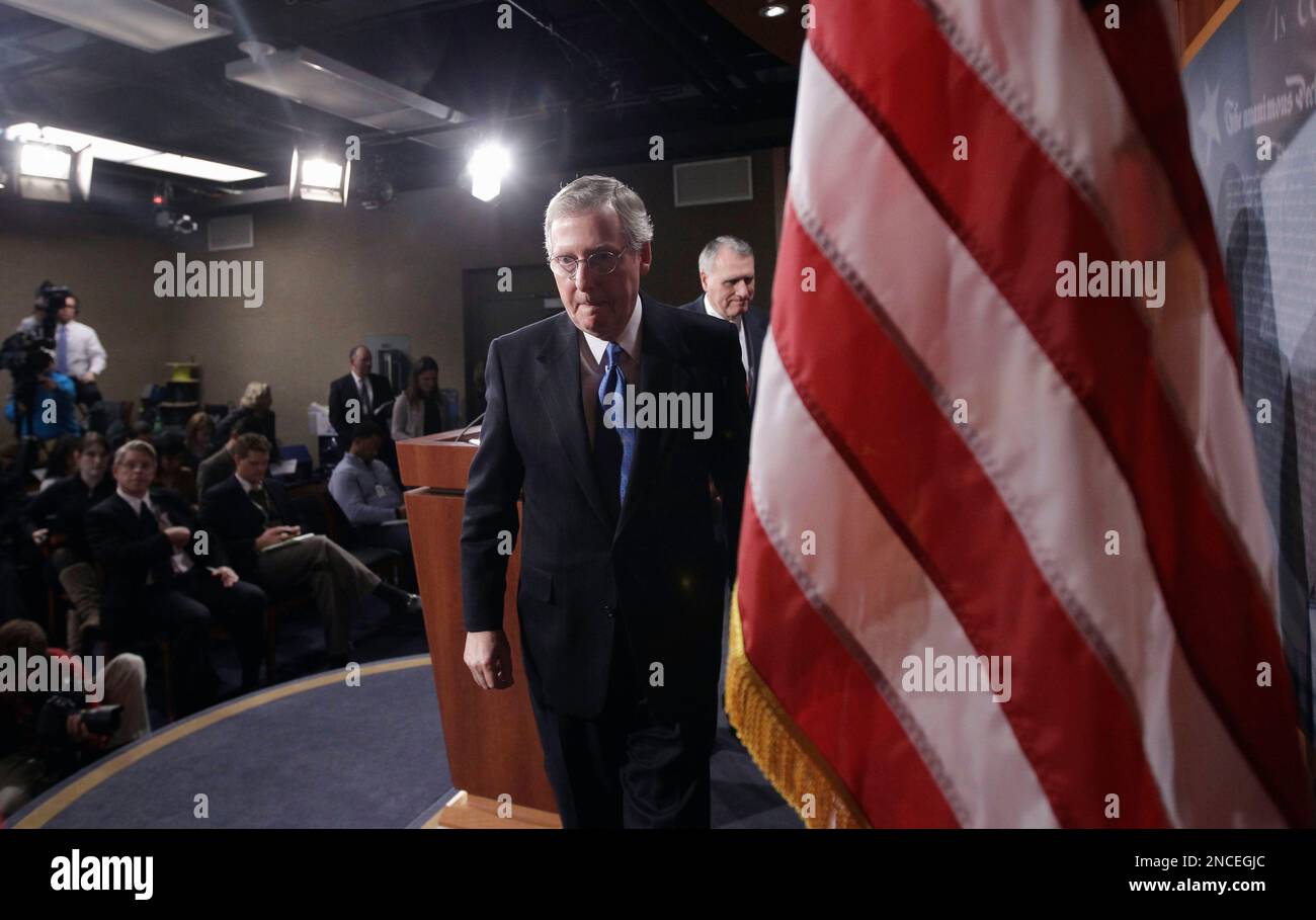 Senate Minority Leader Mitch McConnell of Ky., followed by Senate ...