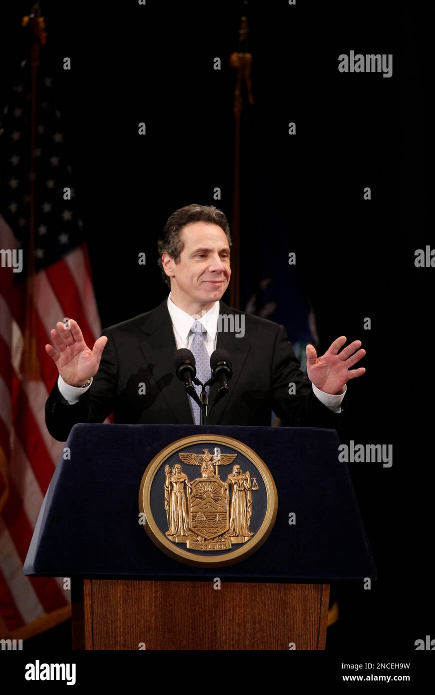 New York Gov. Andrew Cuomo delivers his first State of the State ...