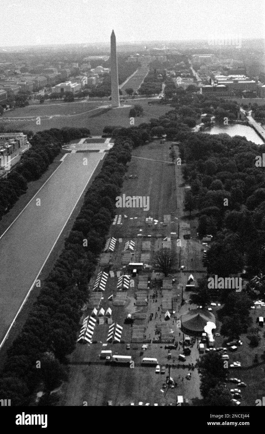 An aerial view of Poor People's Campaign tents, called Resurrection ...