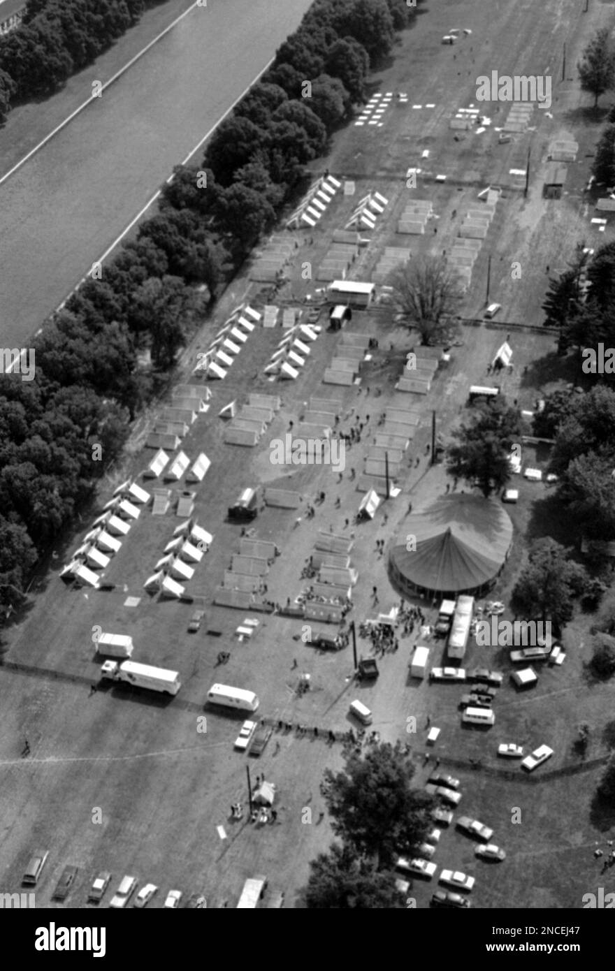 An aerial view of Poor People's Campaign tents, called Resurrection ...