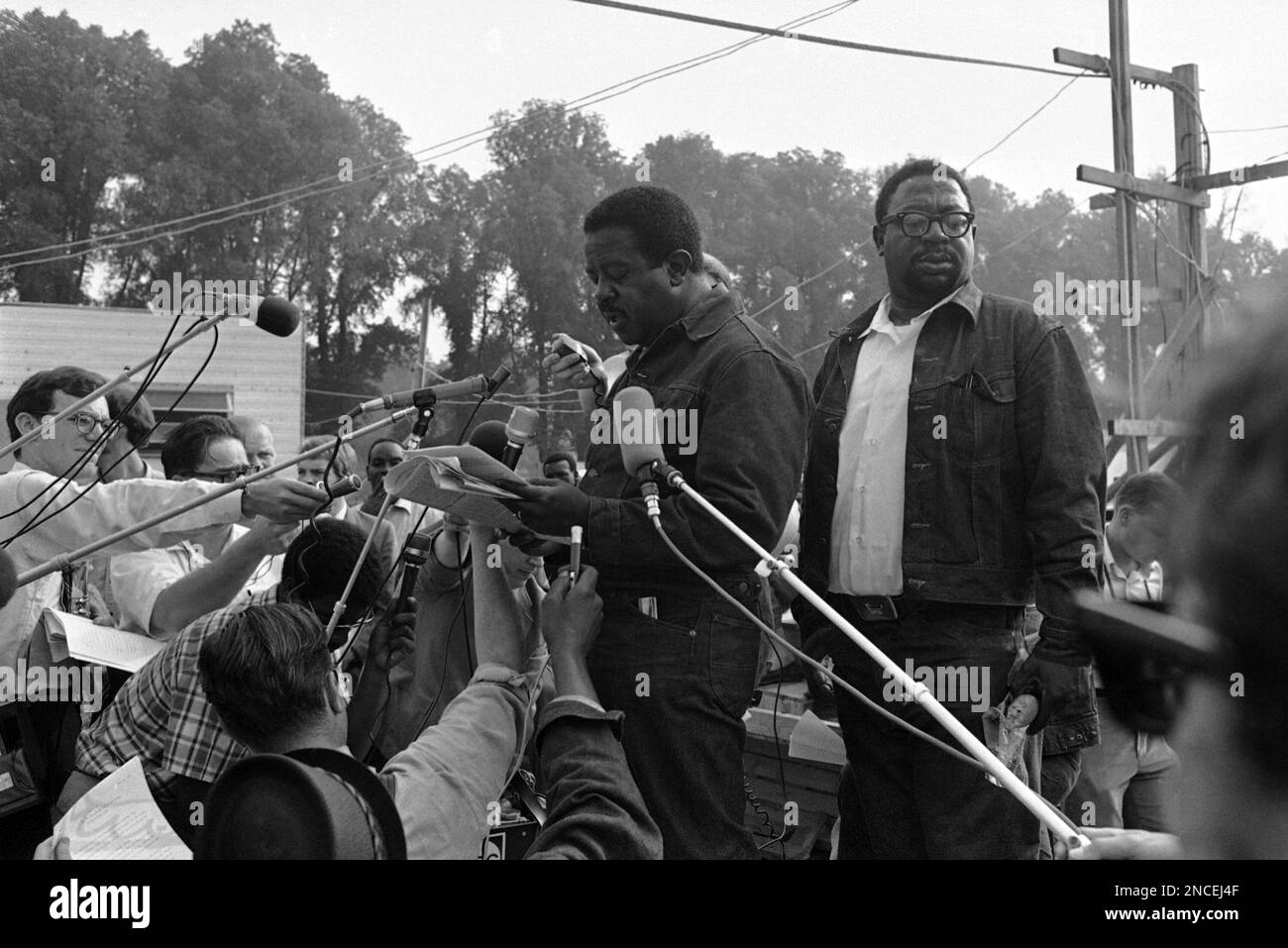 Rev. Ralph Abernathy speaks to newsmen during the Poor People's ...