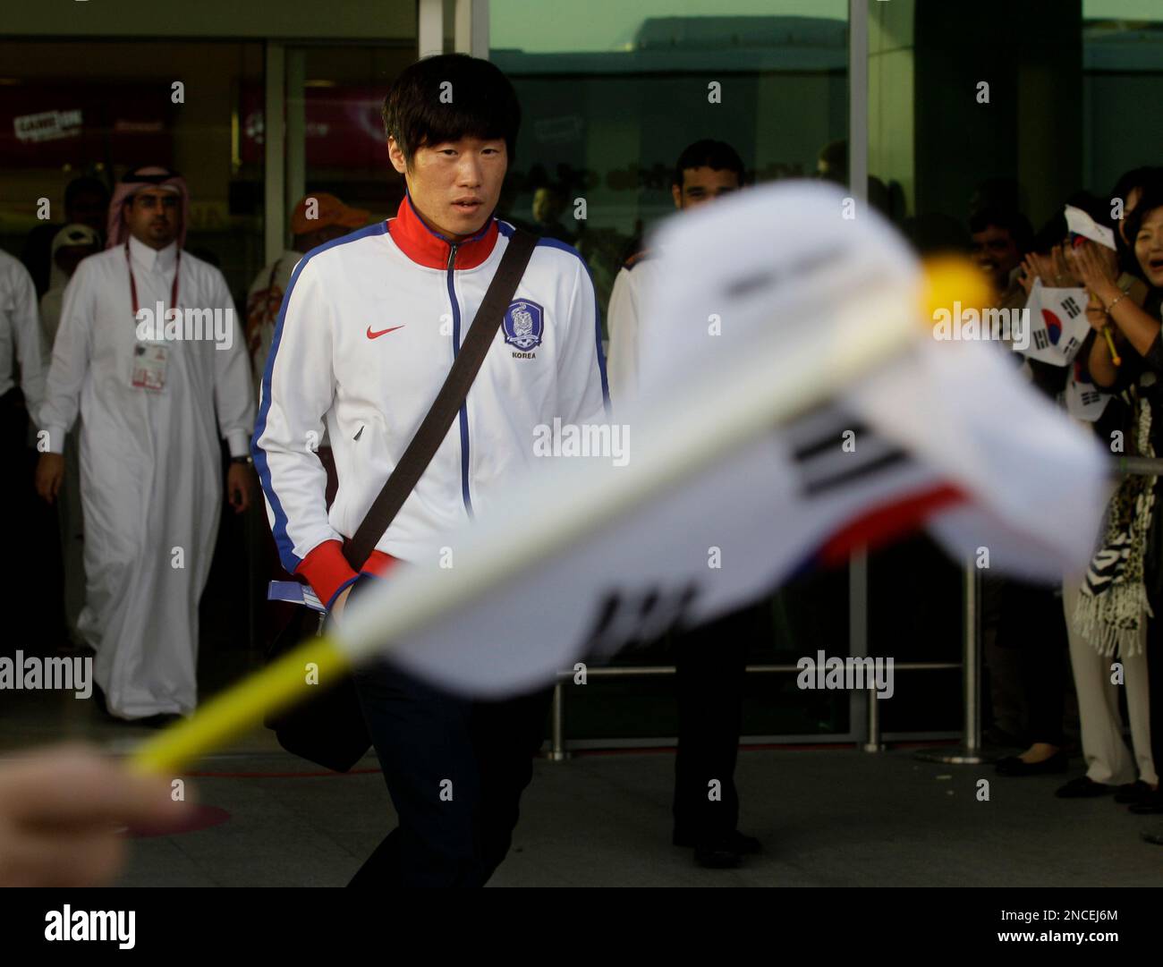 South Korea soccer player Park Ji-sung arrives at Doha International ...