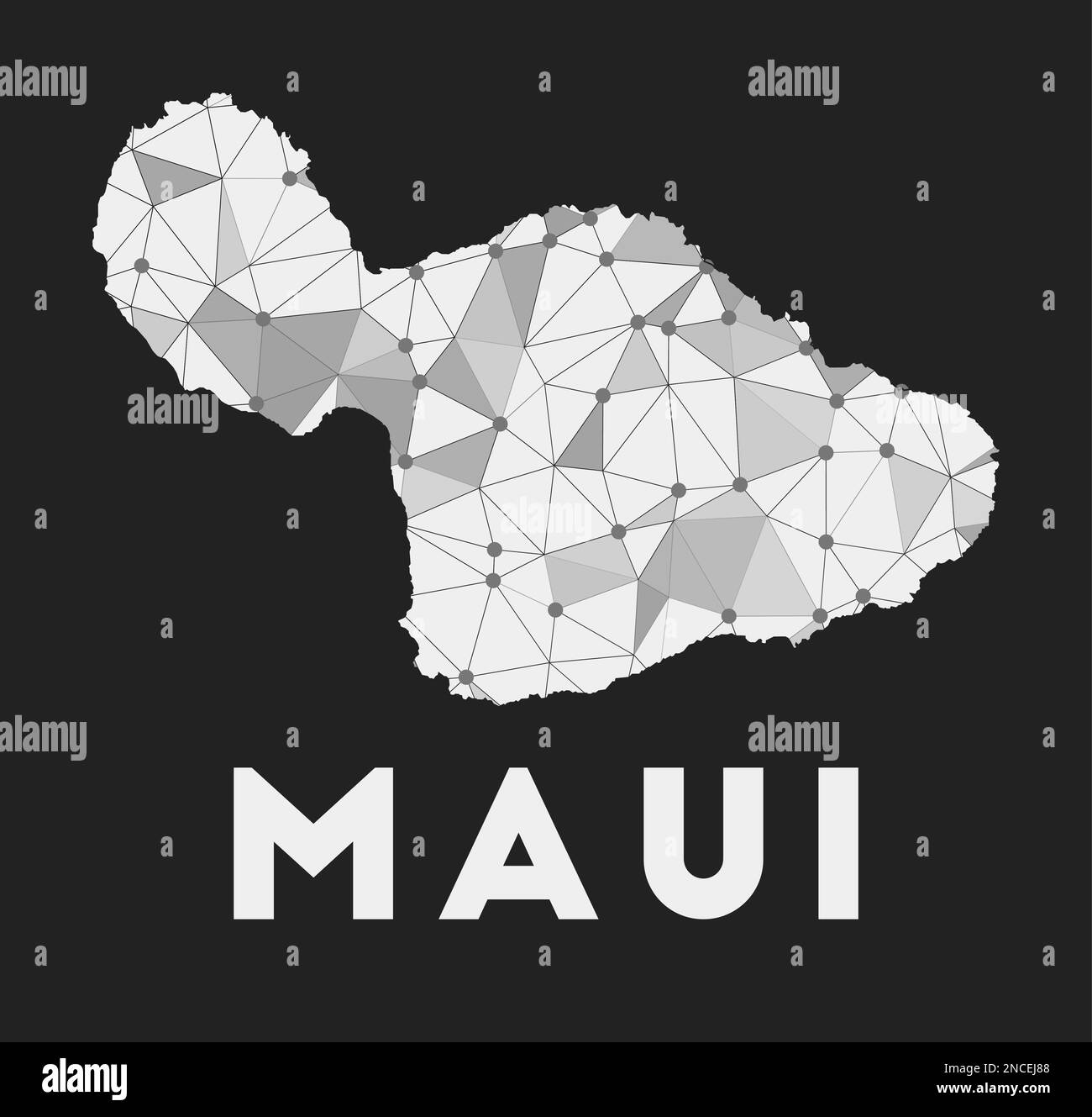 Maui - communication network map of island. Maui trendy geometric ...