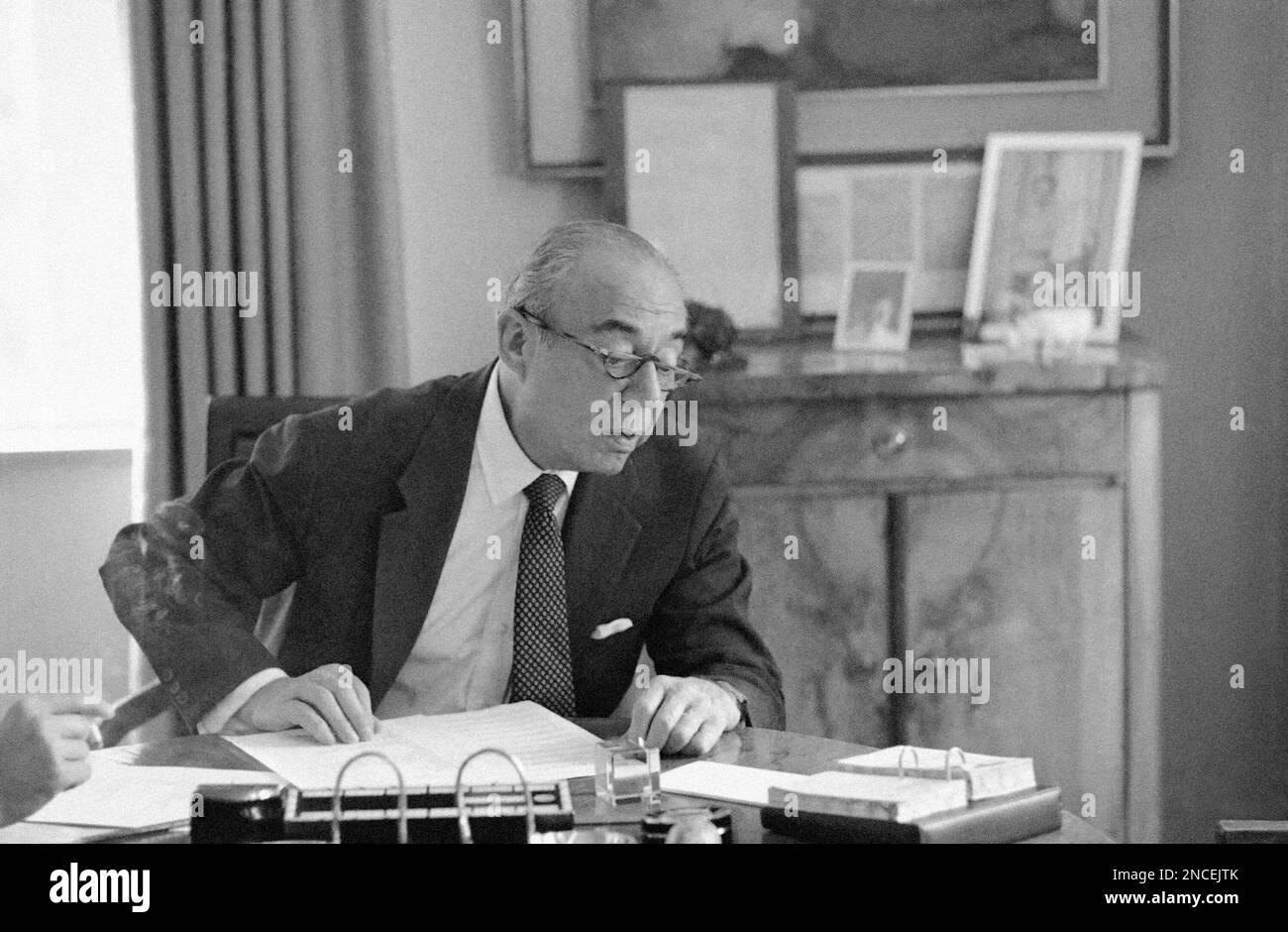 Richard Rodgers works at his desk in New York on August 4, 1970 a ...