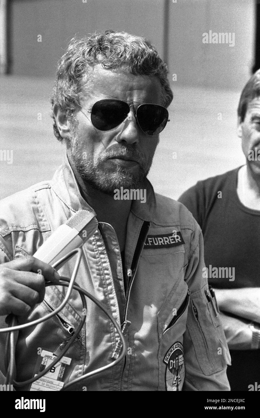 German Spacelab astronaut Reinhard Furrer is interviewed on July 20 ...