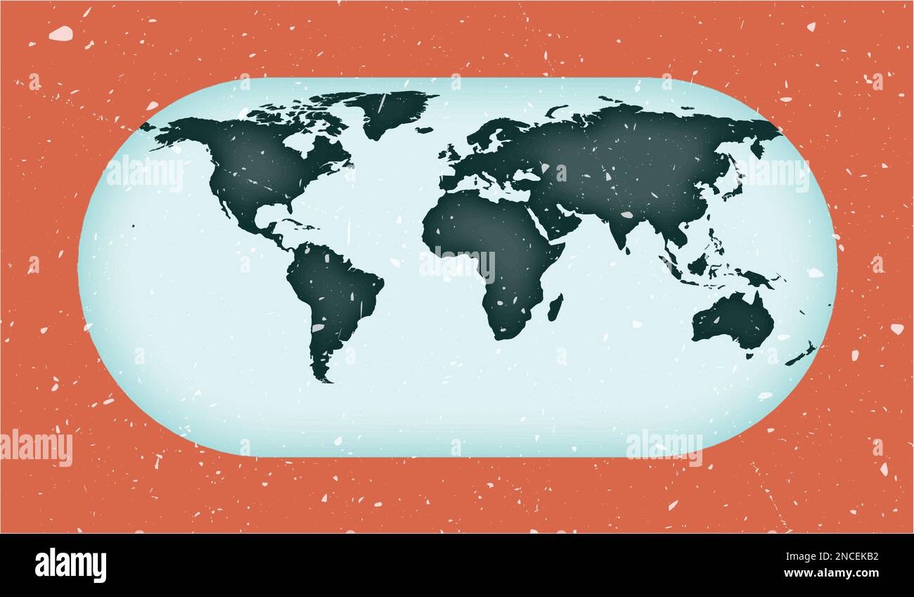 World Map Poster. Eckert III projection. Vintage World shape with ...